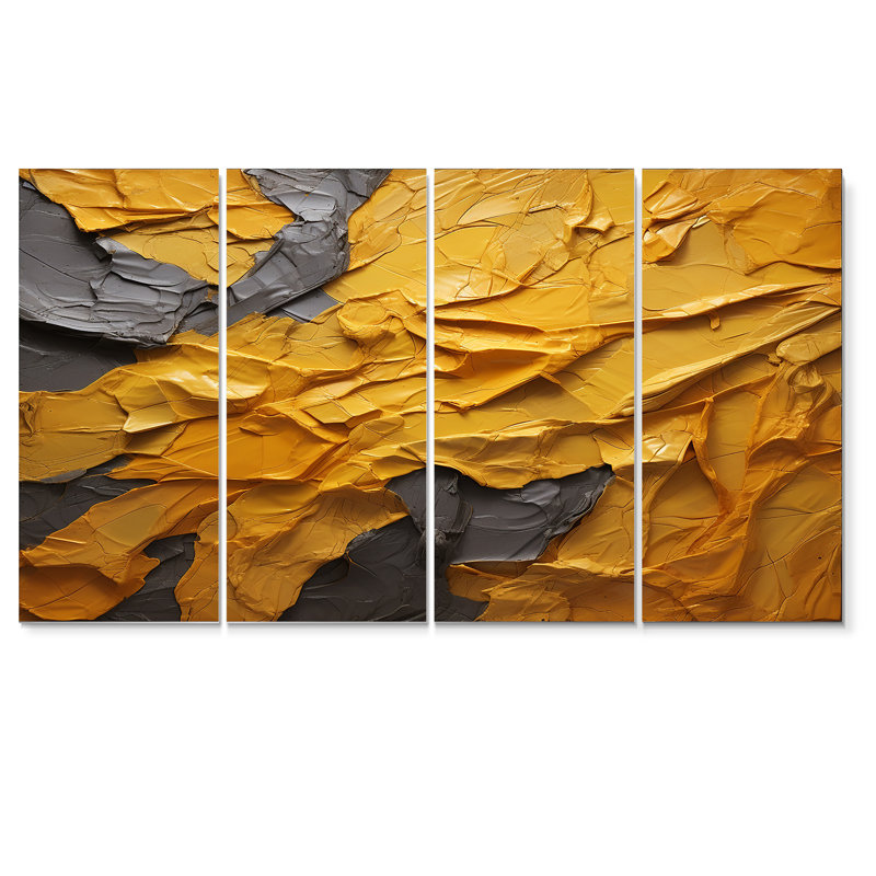 Design Art Vibrant Solstice Mustard Yellow - Abstract Wall Art For ...