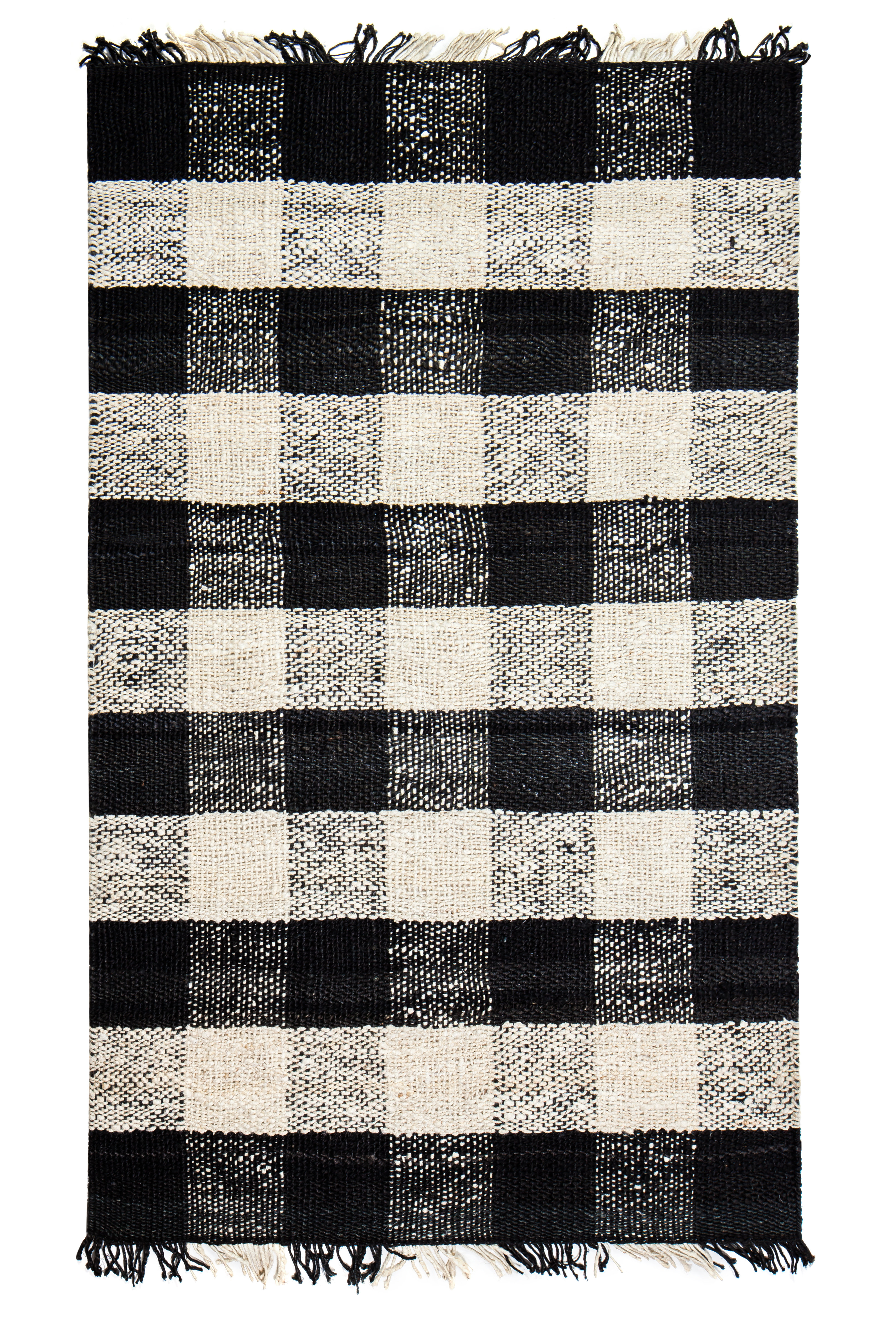 Gracie Oaks Zinia Plaid Handwoven Jute Black/Ivory Area Rug & Reviews ...