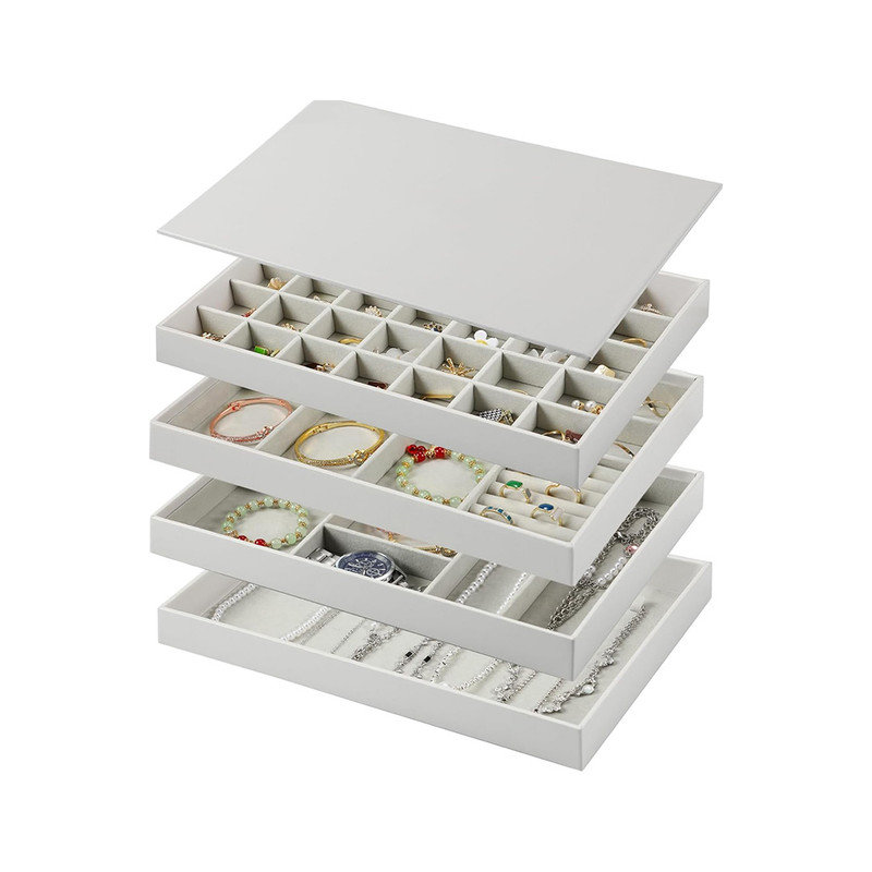 Latitude Run® Jewelry Organizer Tray with Lid,Set of 4 Stackable ...