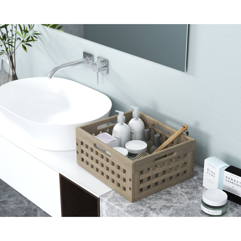 Aqua Teak Grate Solid Wood Storage Bin | Perigold