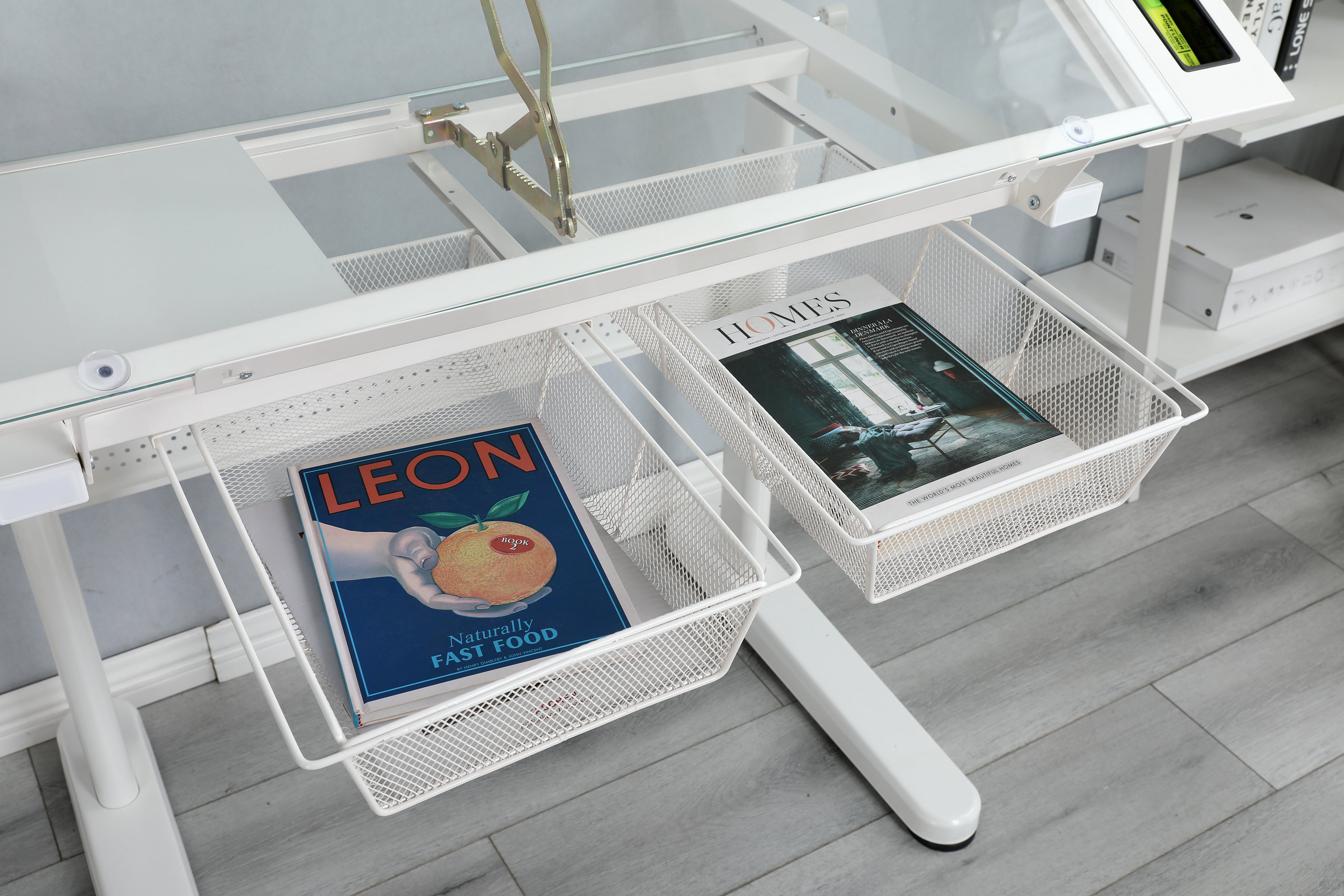 17 Stories Hand Crank Adjustable Drafting Table Drawing Desk With 2 ...