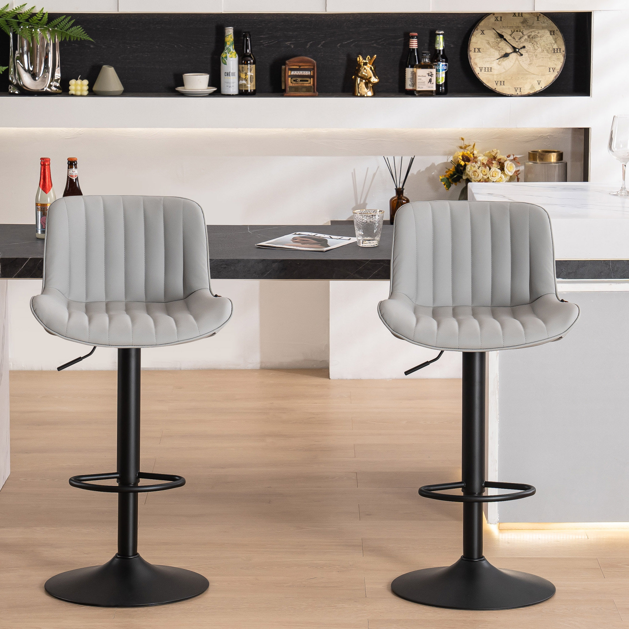 Latitude Run® Brinitta Modern Swivel Adjustable Height Bar Stools ...