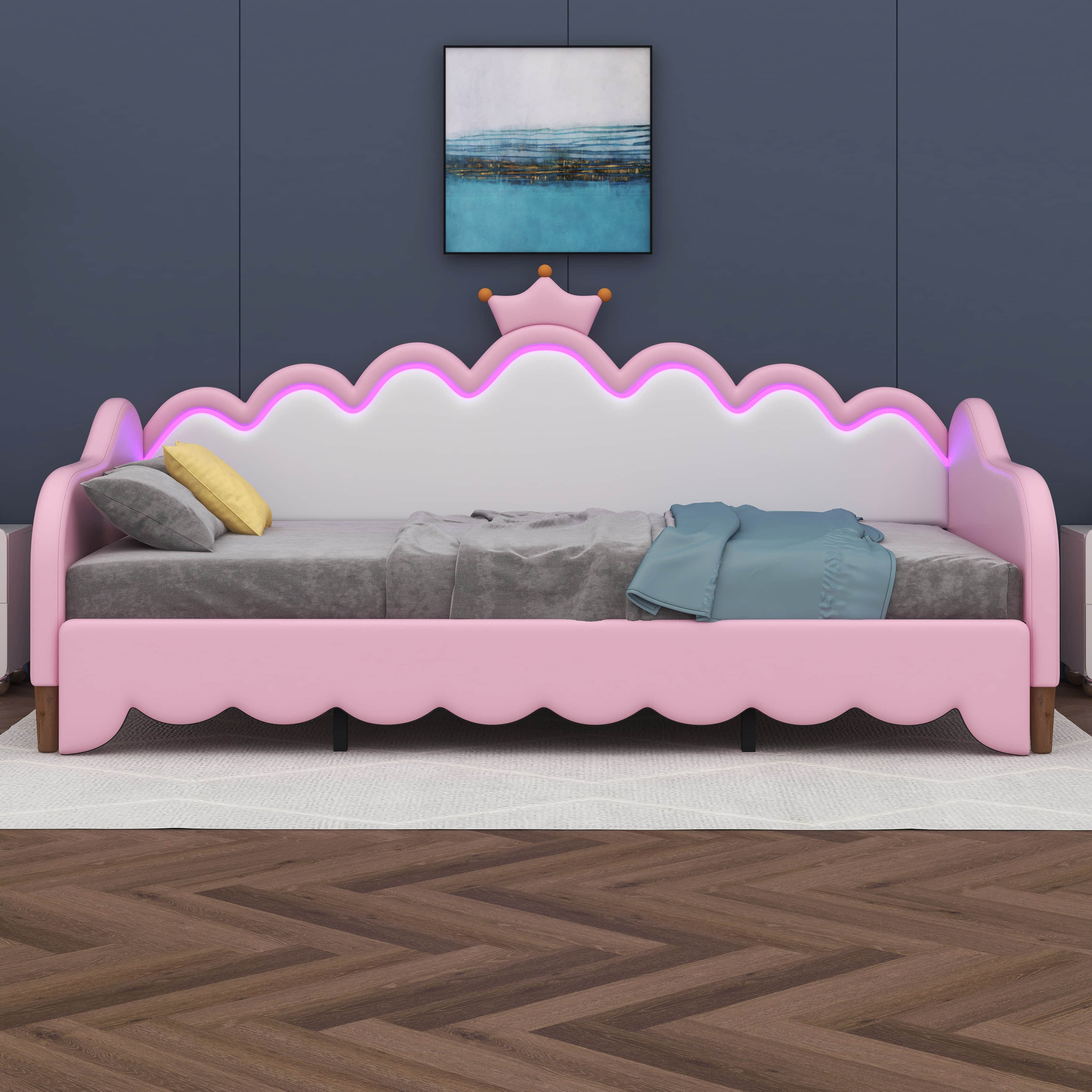 Mercer41 Malikia Twin Extending Modern Upholstered Princess Daybed With ...