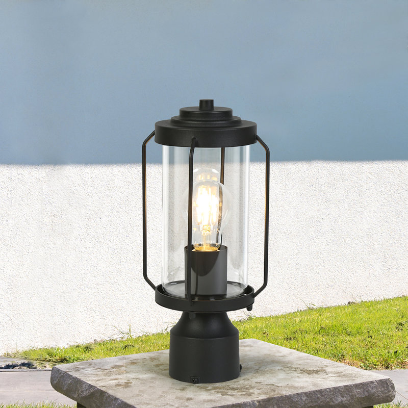 17 Stories Modern Black Outdoor Lantern Post Head With Clear Glass ...