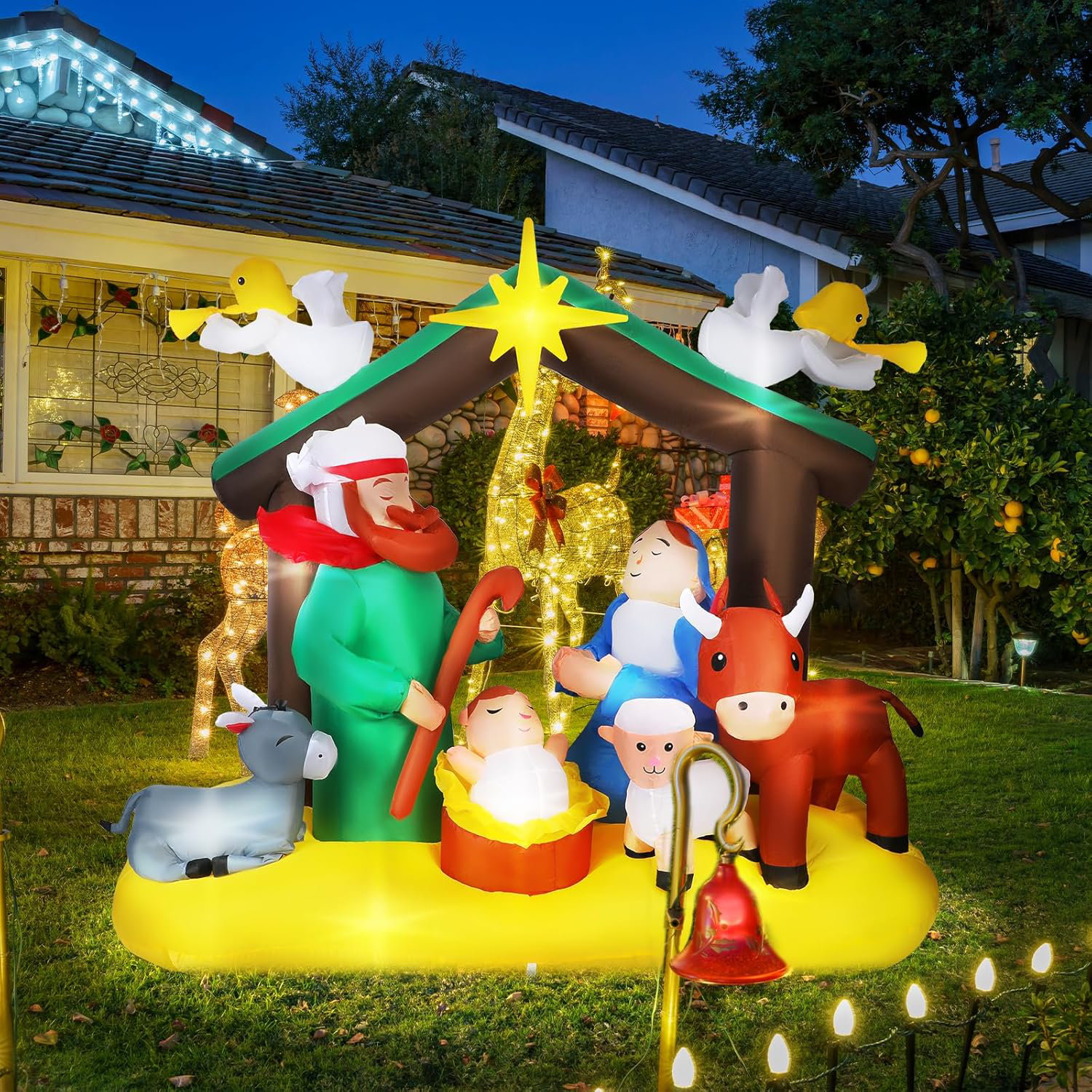World Menagerie 8 Ft Christmas Inflatables Nativity Scene Decoration ...