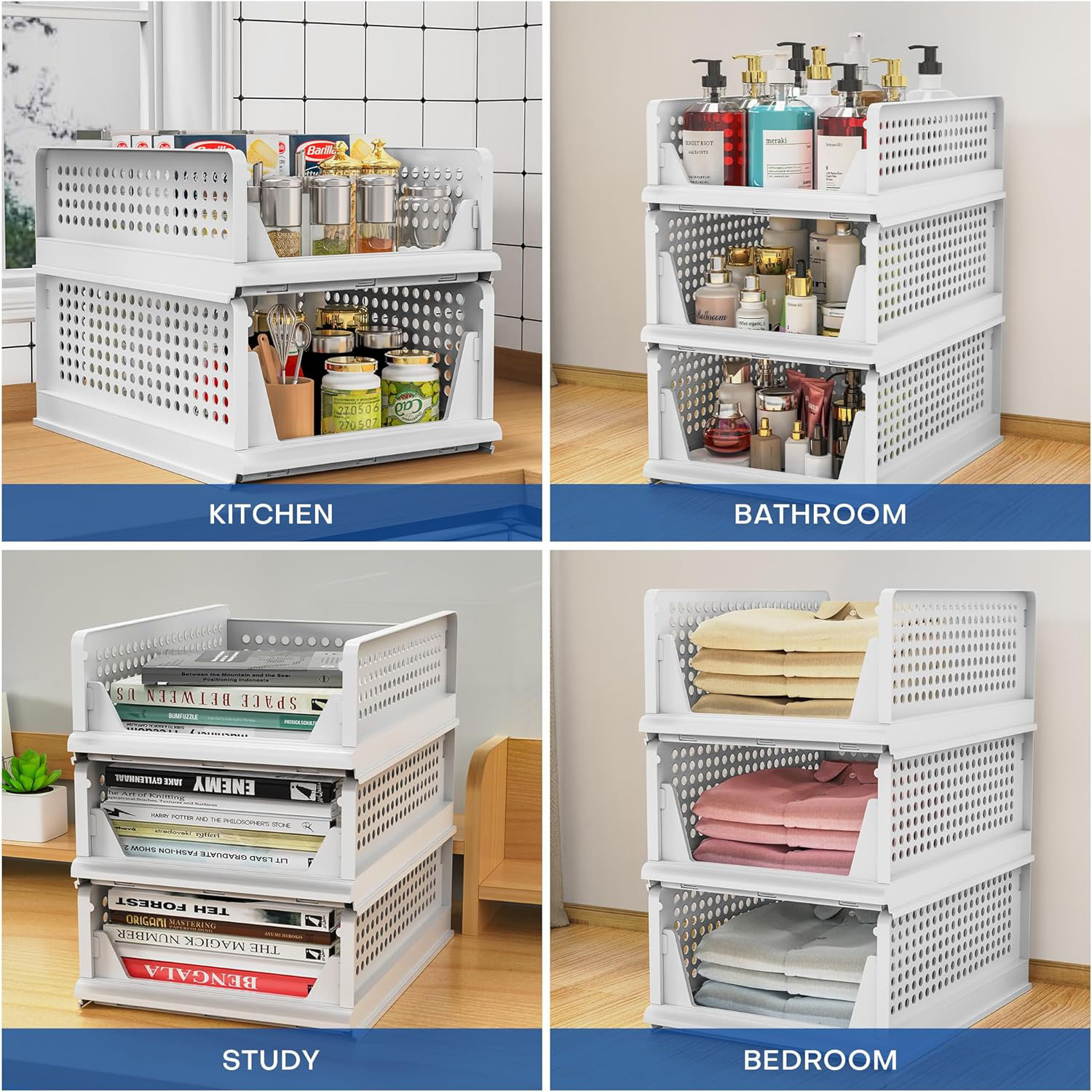 Rebrilliant 12 PCS (3 Sizes) Stackable Sliding Storage Shelf Rack Set ...