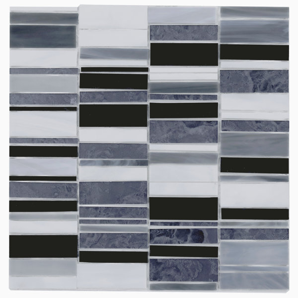 Bond Tile Rococo Stacked 11.93 in. x 12 in. Polished Glass Mosaic Wall ...