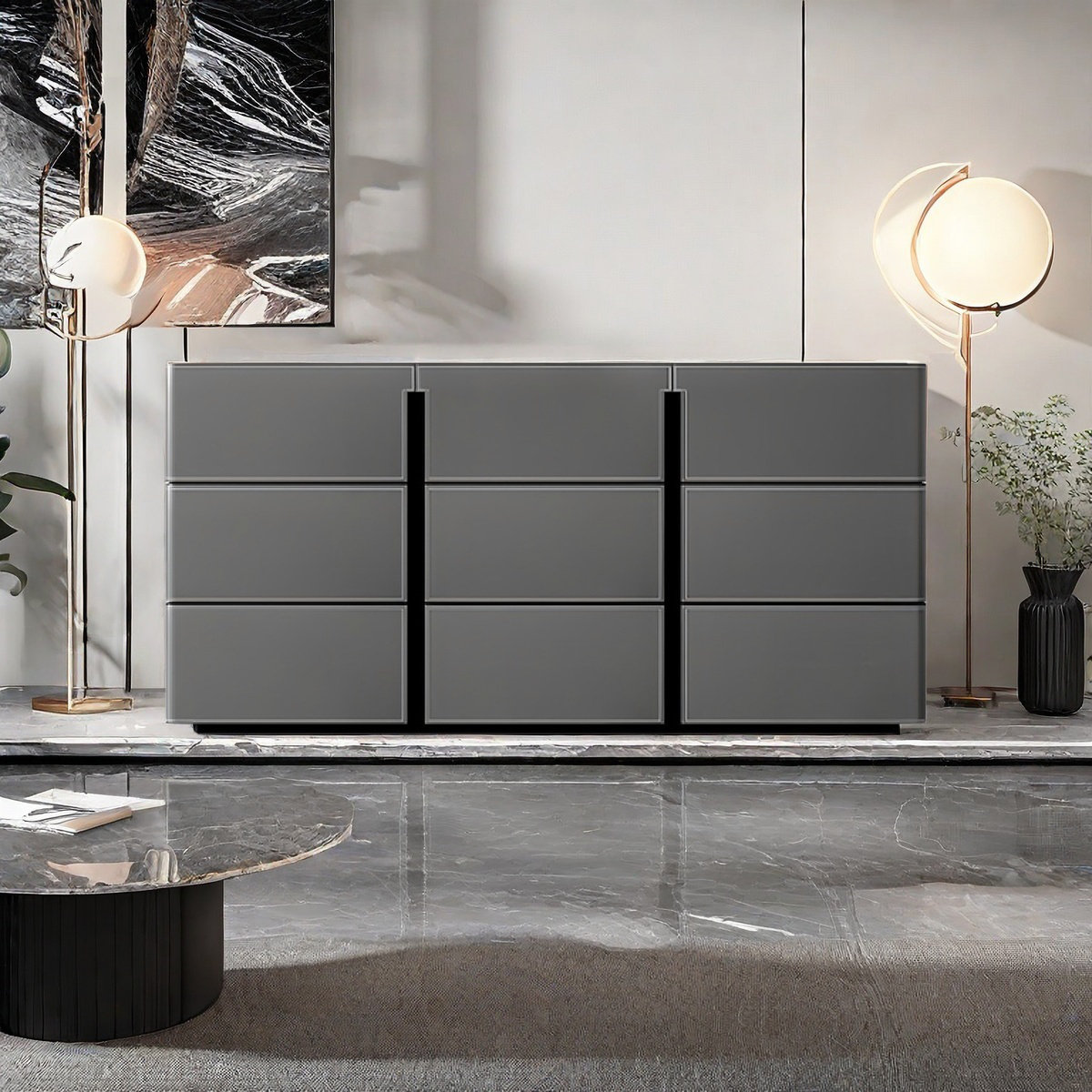 Licalilo Luxury Saddle Leather Rock Board Storage Cabinet - Wayfair Canada