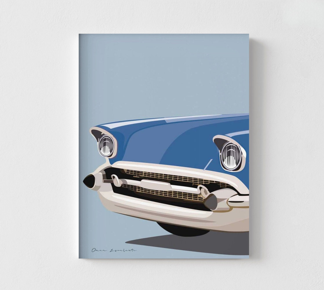 WeFrameArt American Vintage Car II By Omar Escalante, Blue Car Classic ...