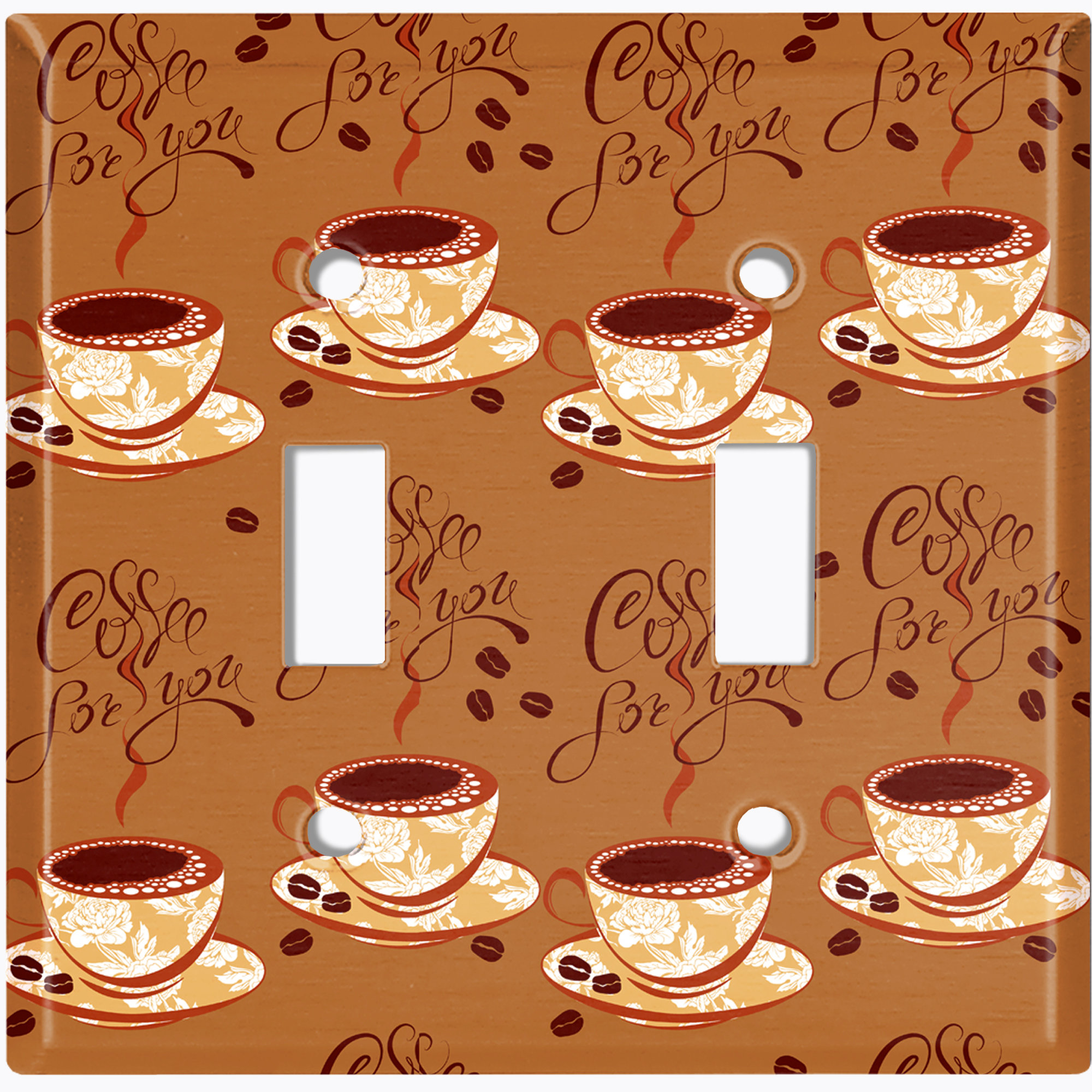 WorldAcc Metal Light Switch Plate Outlet Cover (Coffee Cups Light Brown ...