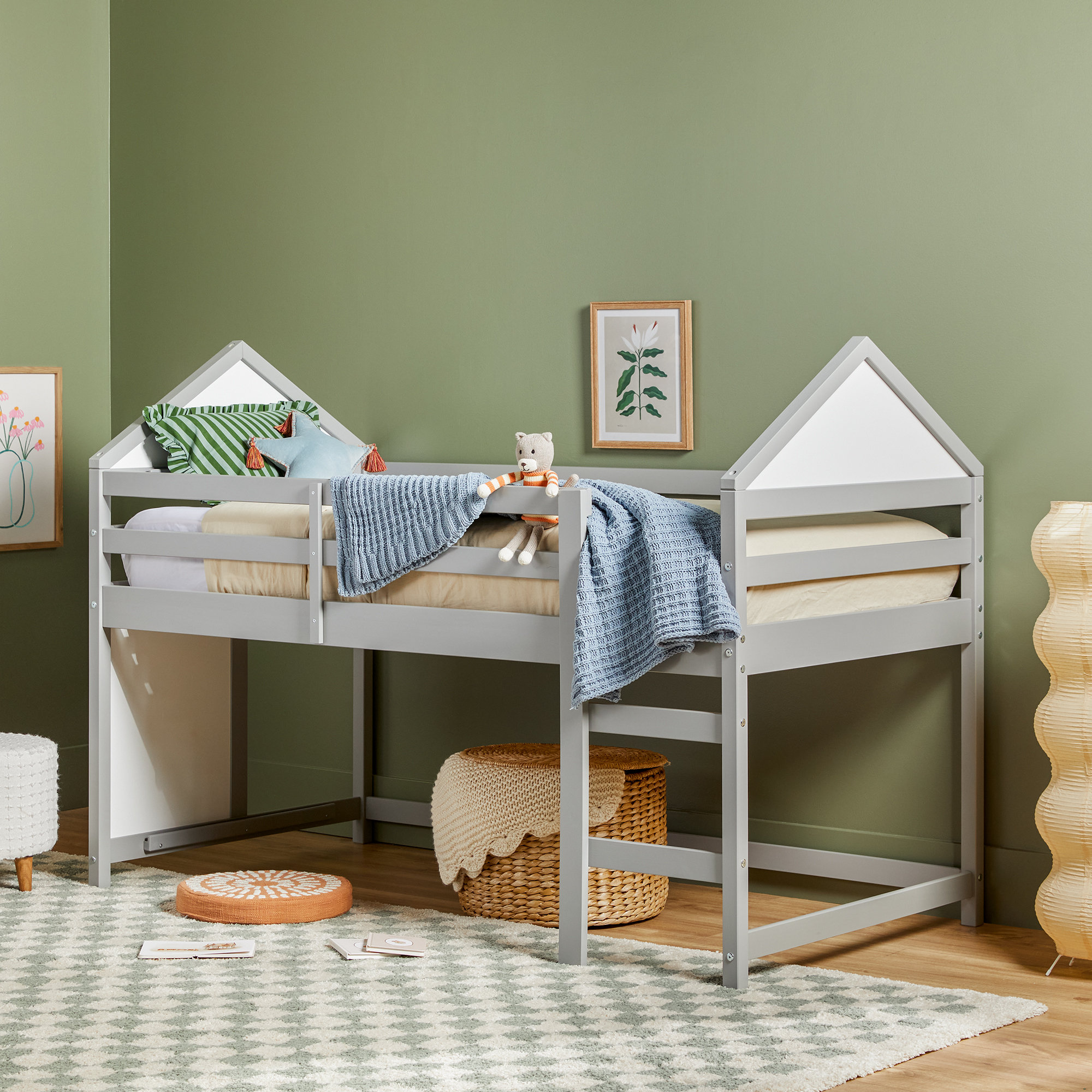 Harper Orchard Contemporary Twin Size Solid Wood Low Loft Bed & Reviews ...