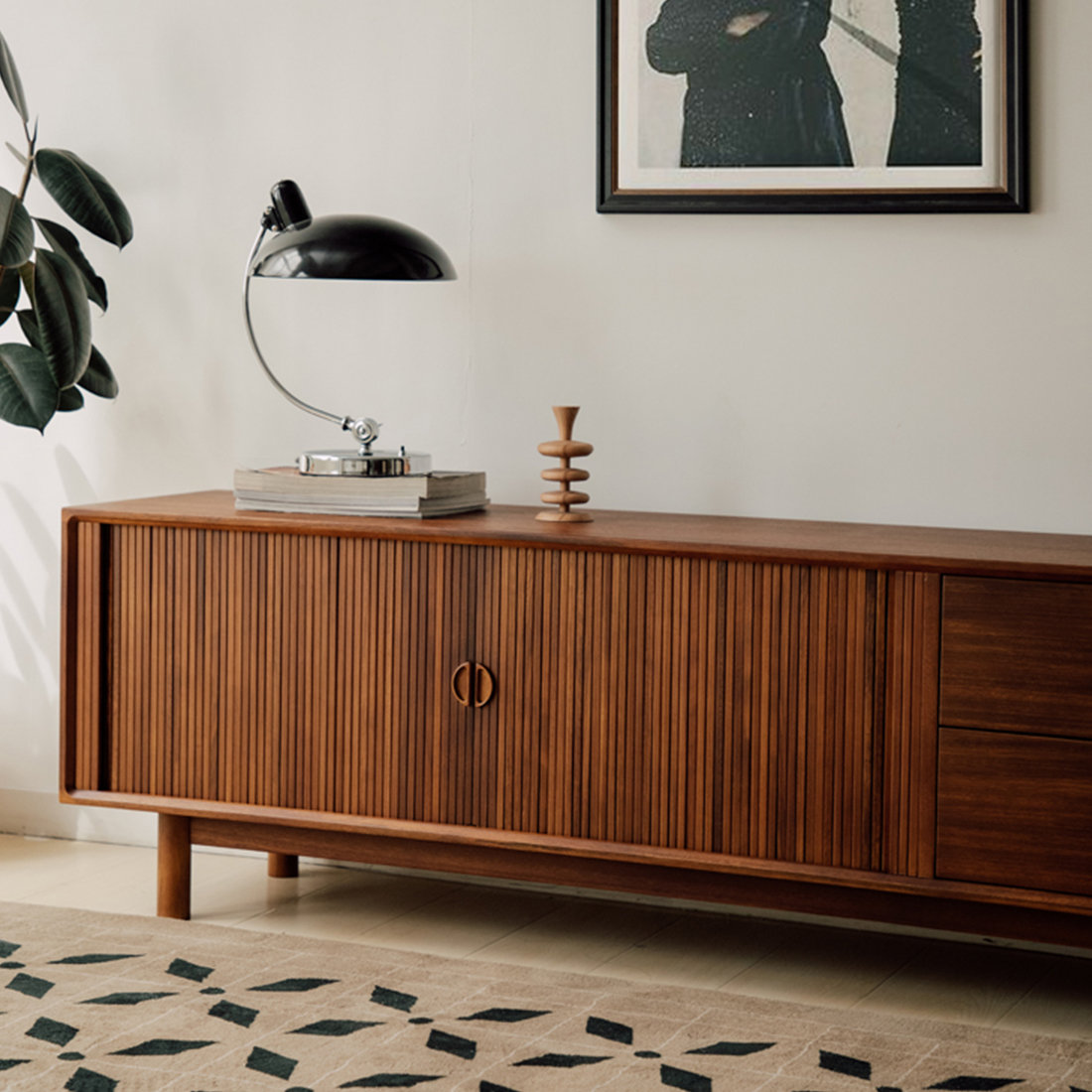 AWORET Solid Walnut Wood TV Stand - Wayfair Canada