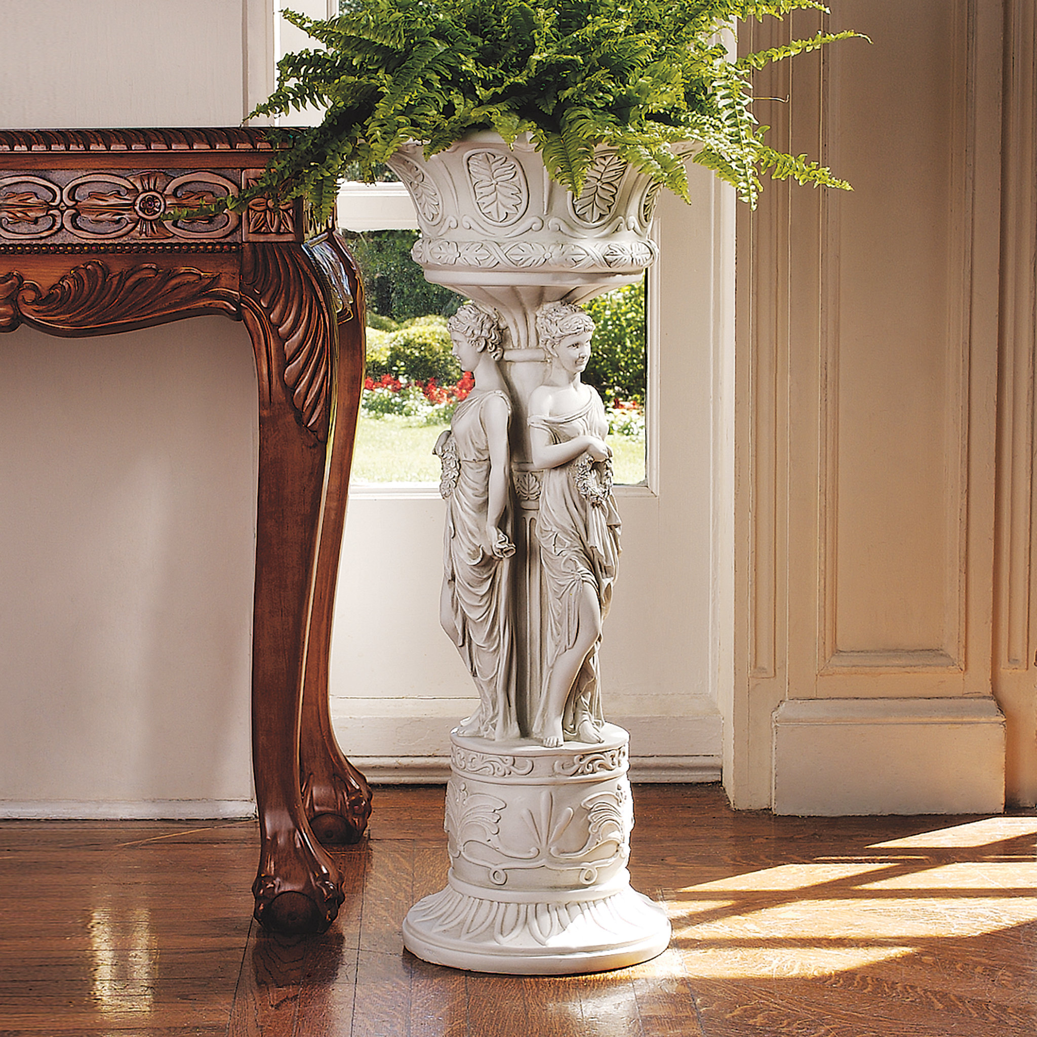 Design Toscano Chatsworth Manor Neoclassical Urn Pedestal Plant Stand ...