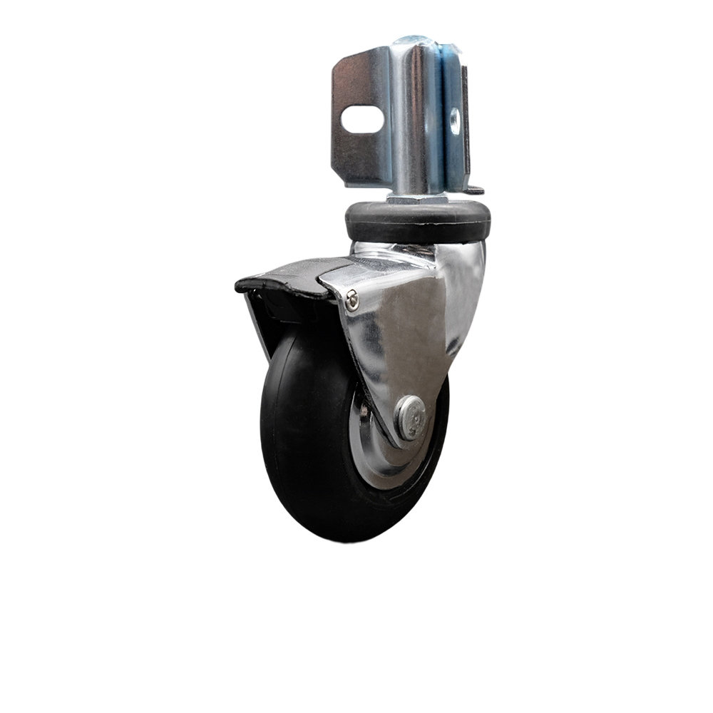 Service Caster 3 Inch Bright Chrome Neoprene Rubber Caster with Brake ...