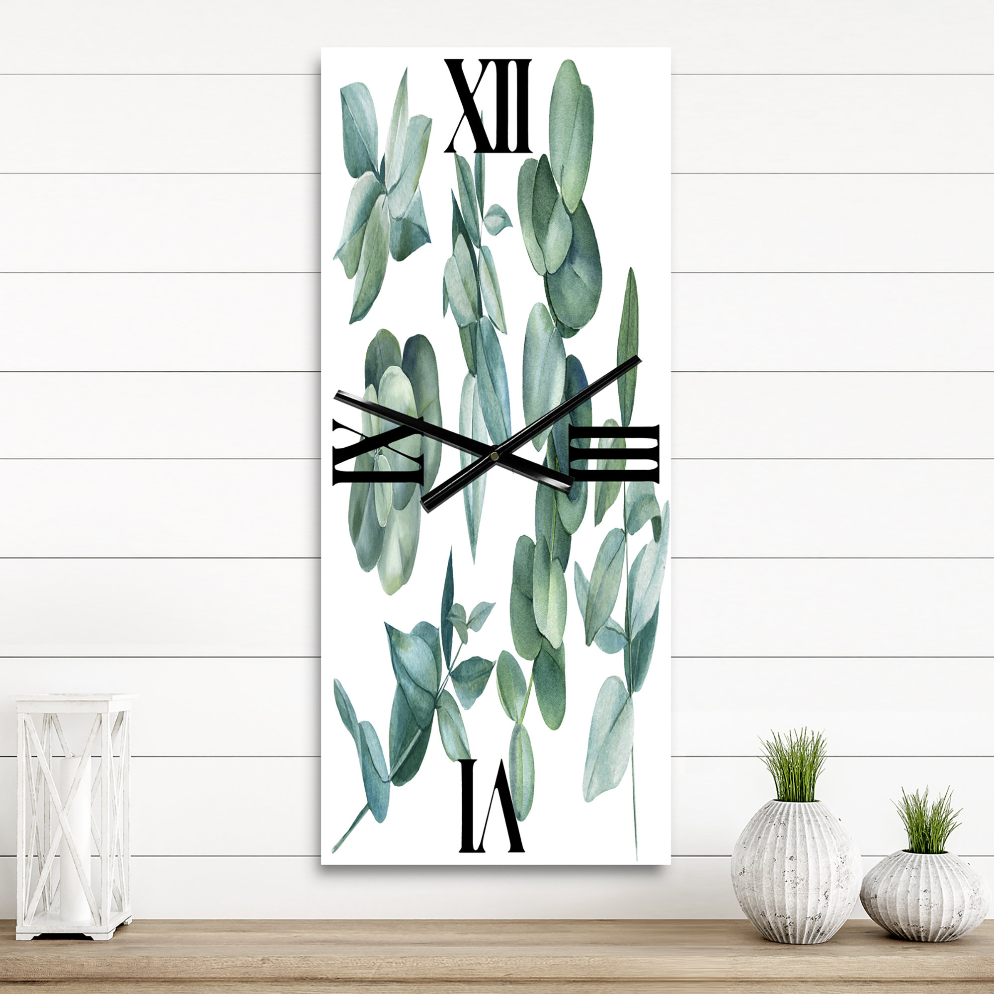 East Urban Home Dark Green Eucalyptus Leaves - Traditional Wall Clock ...