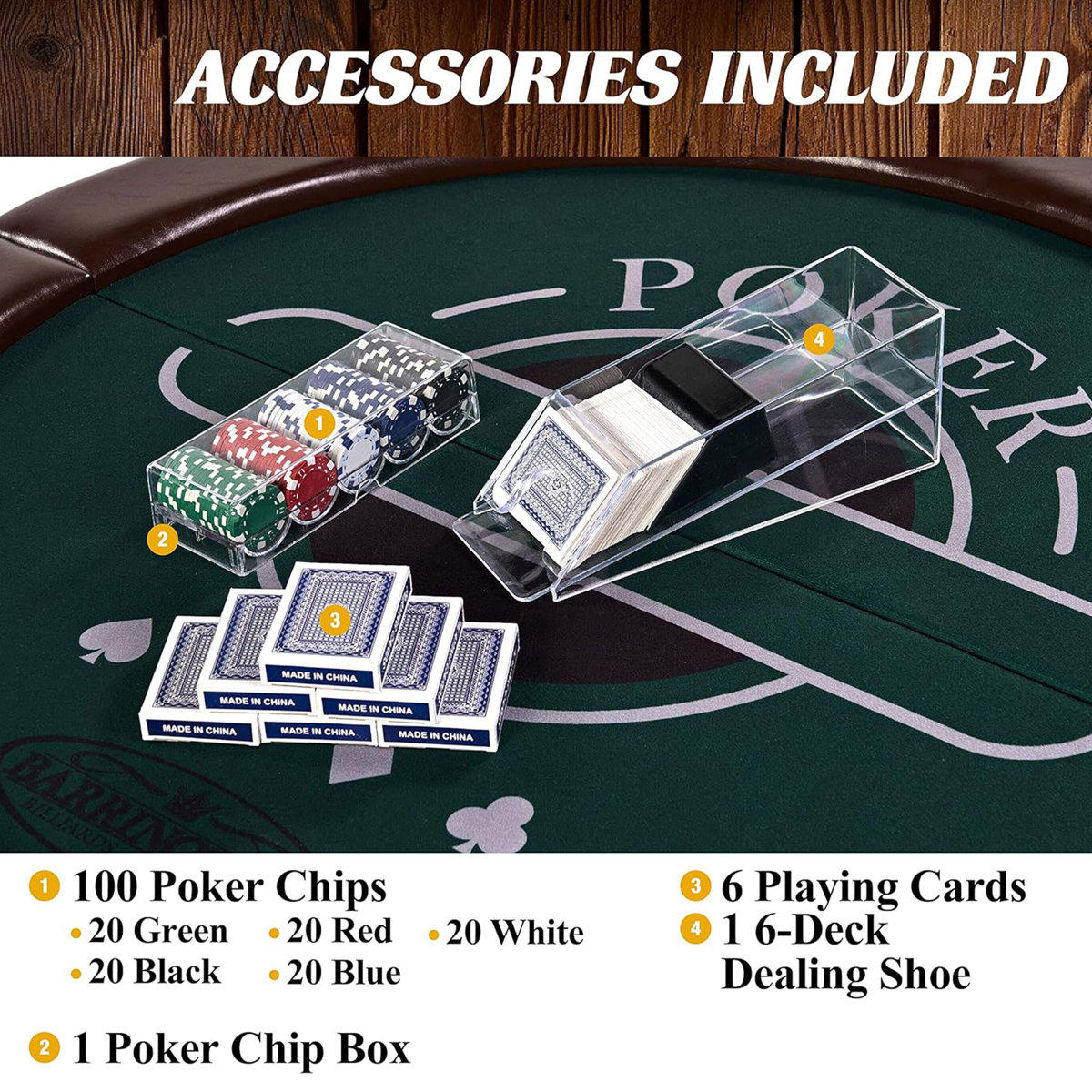 Barrington Billiards Company Barrington Billiards 6 Player Poker Table ...