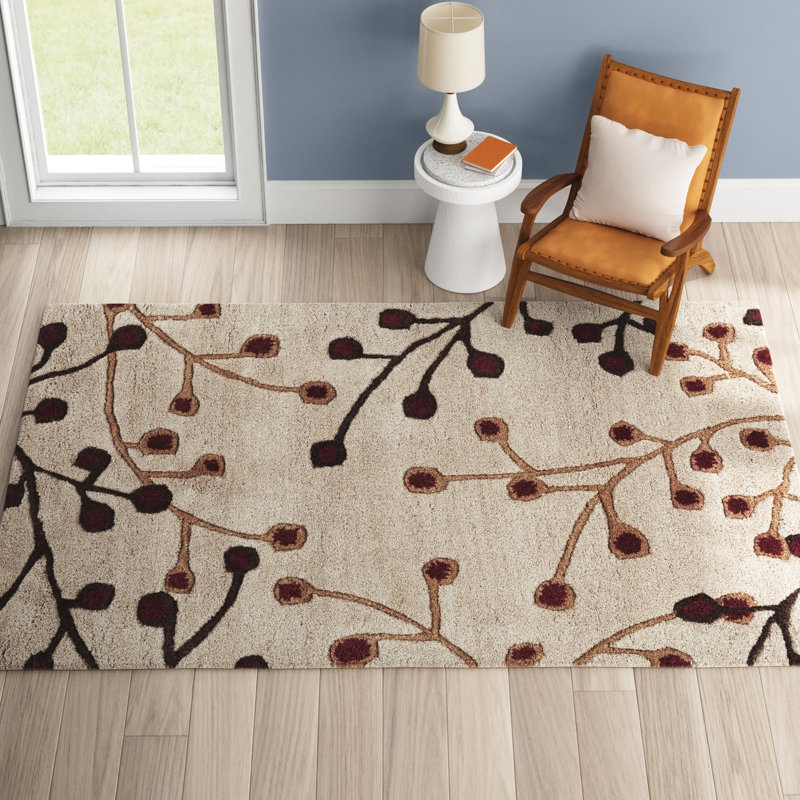 Langley Street Elsberry Floral Handmade Wool Camel/Beige/Burgundy Area ...