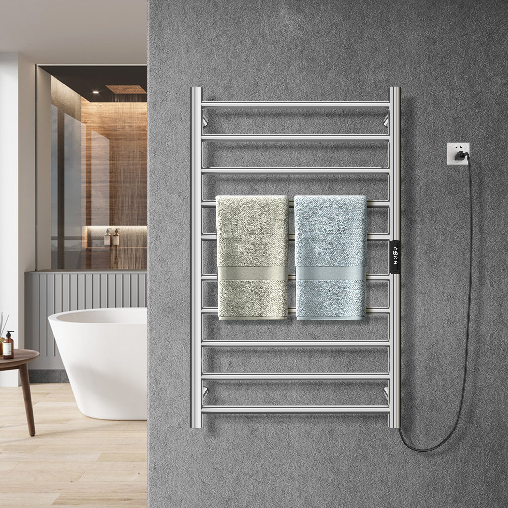 Paraheeter Electric Towel Warmer Wall Mount Heated Towel Rack 304 ...