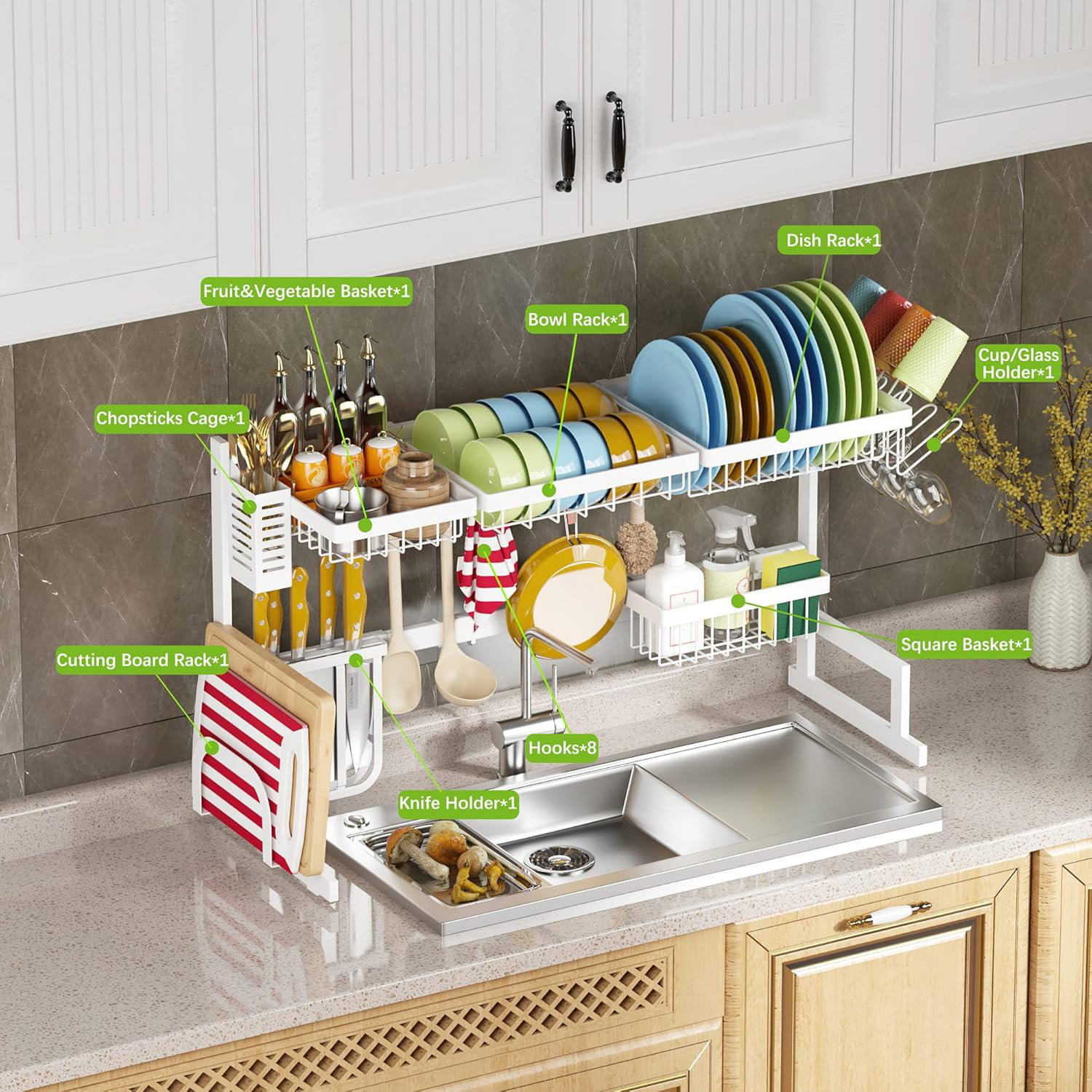 WOOD YOU OF GAINESVILLE, INC. Over Sink Dish Drying Rack Display (26 ...