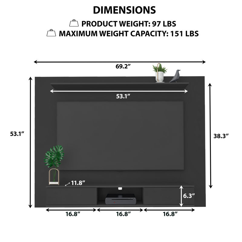 Ebern Designs Melisandra Multi Storage Wall for 65 inch TVs, Floating ...