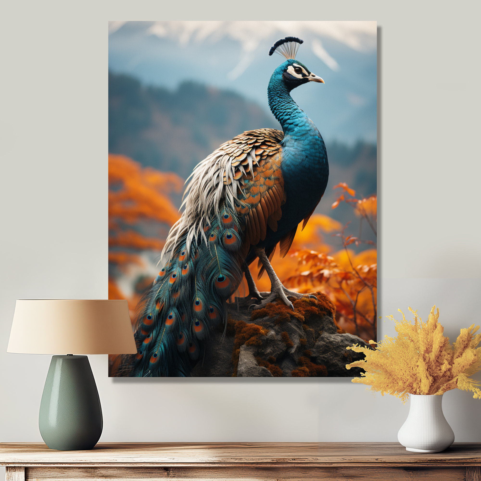Dakota Fields Gracious Peacock In Autumn Landscape I - Peacock Animal ...