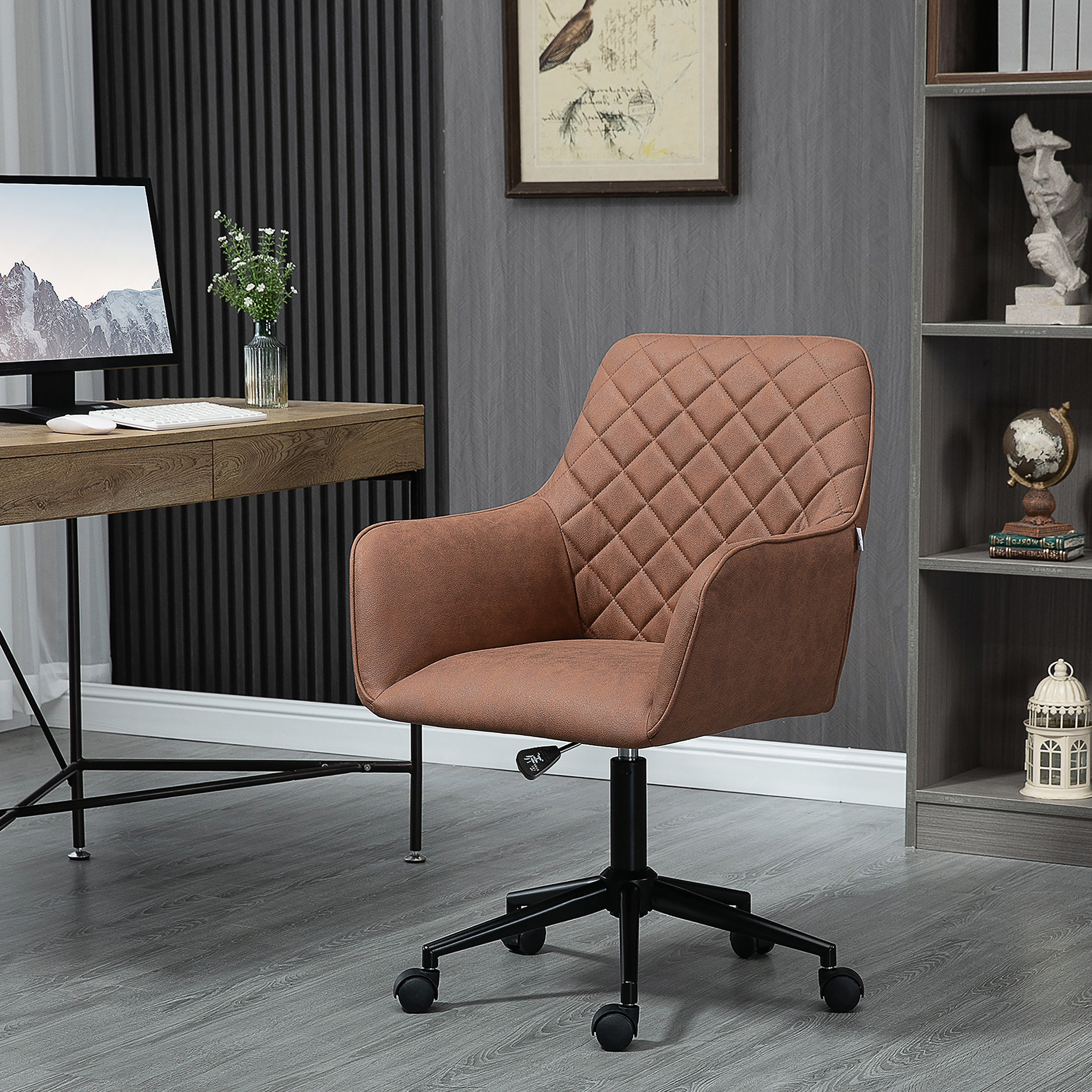 Latitude Run® Mid Back Modern Home Office Chair Swivel Computer Desk ...