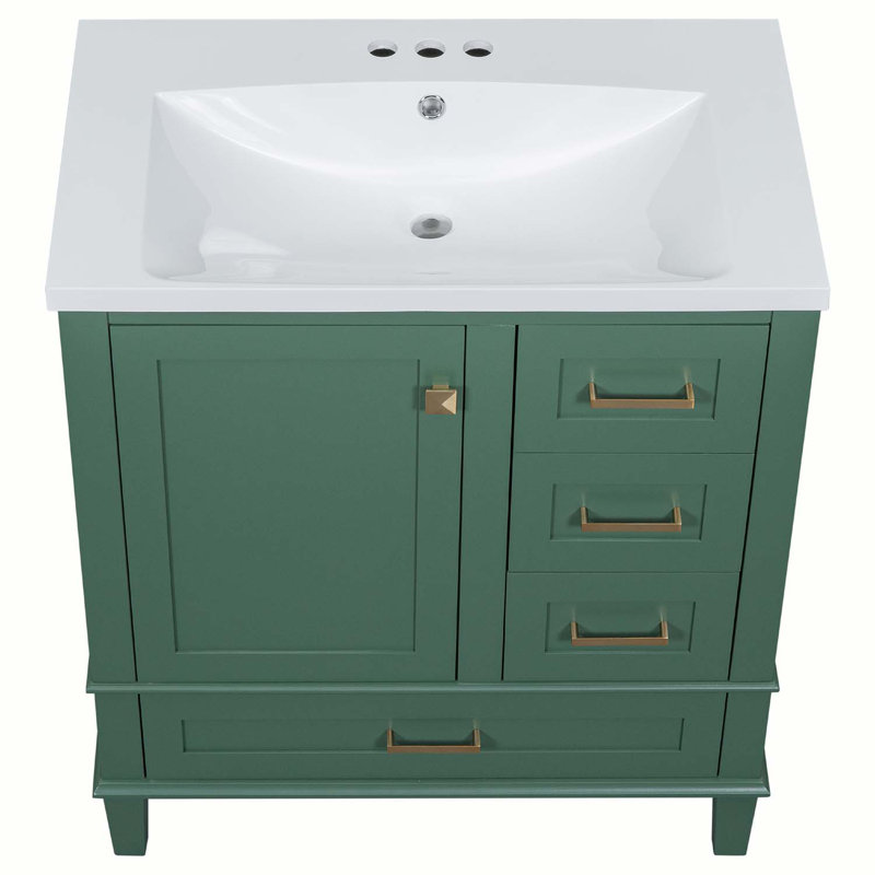 HOOSENG 30'' Single Bathroom Vanity with Solid Wood Top | Wayfair