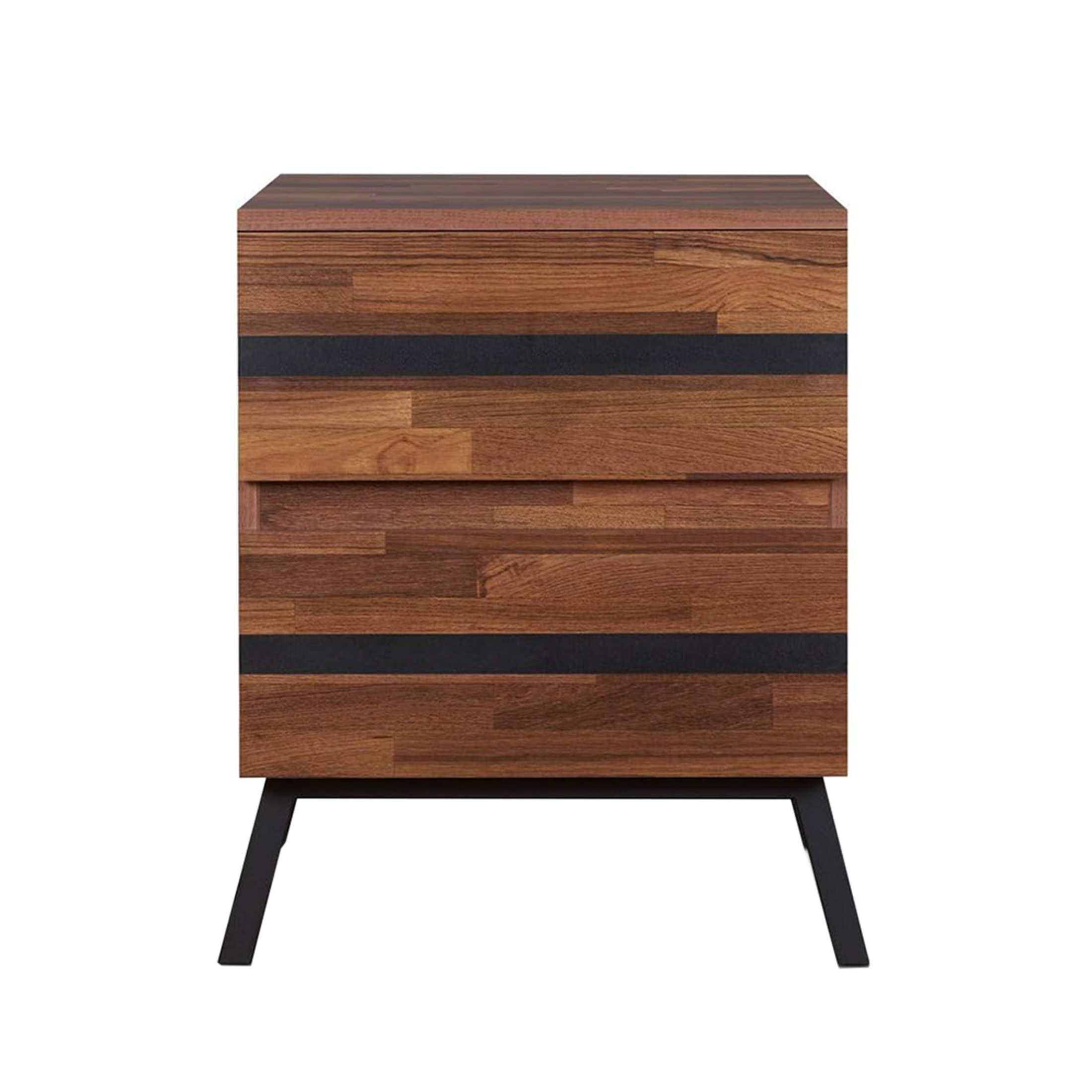 Corrigan Studio® Walnut 2-Drawer Nightstand with Metal Sloped Legs ...