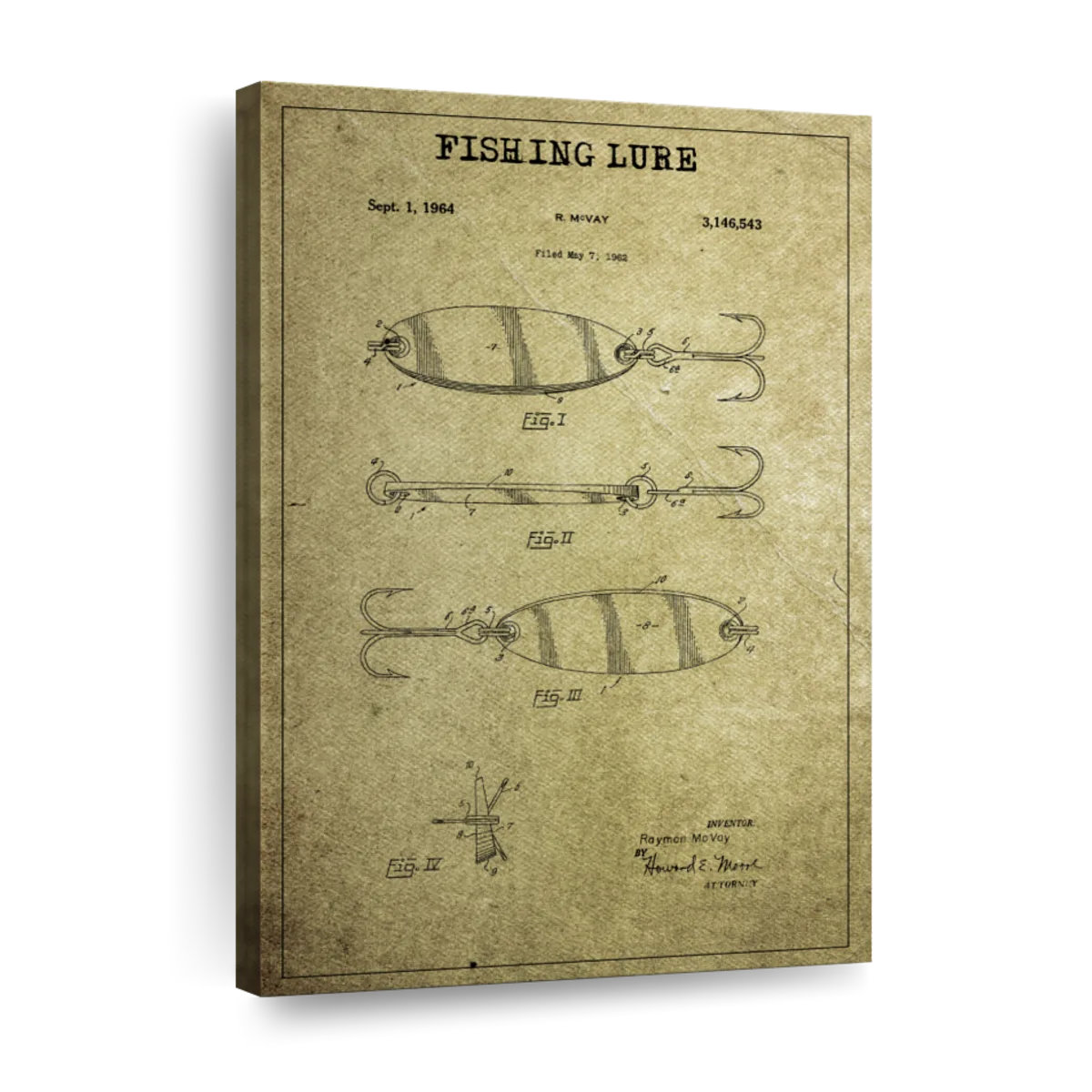 Highland Dunes Fishing Lure Patent On Canvas Print | Wayfair