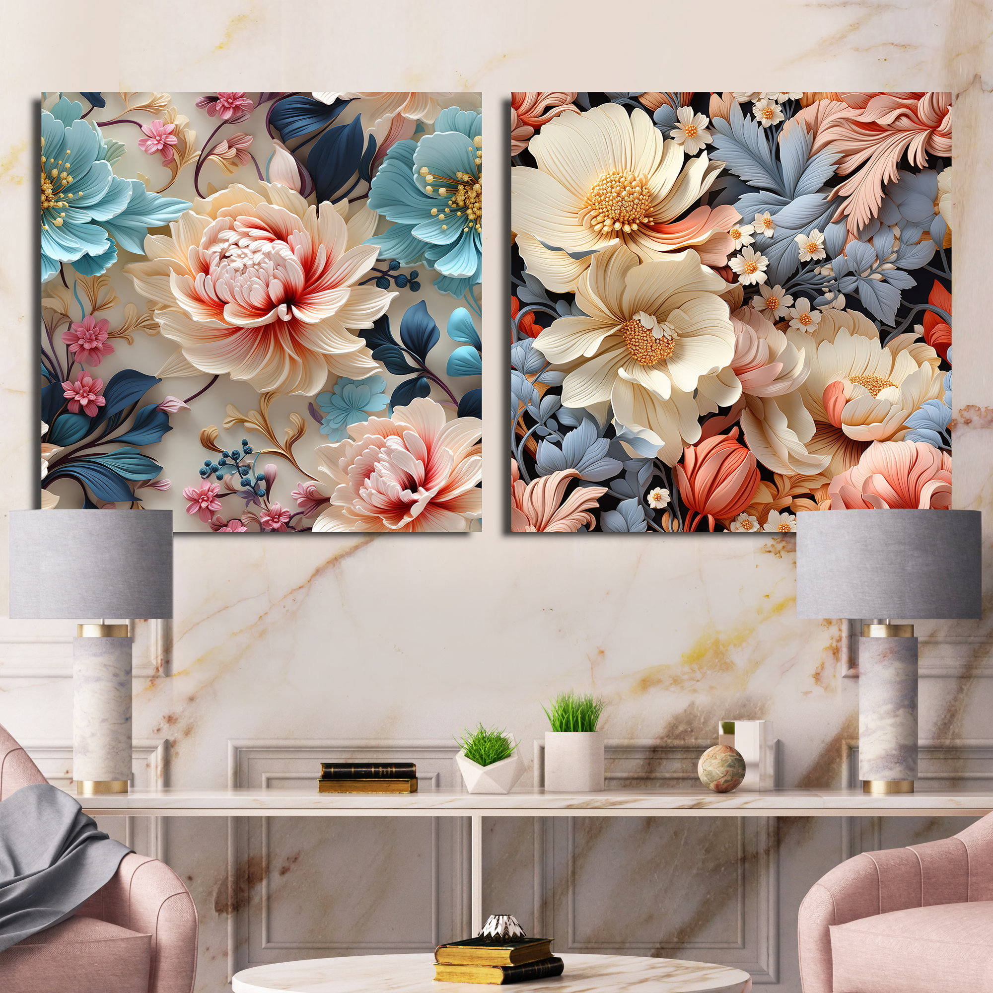 Design Art Rococo Flower Spiral Victorian Pattern - Floral Square ...