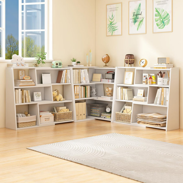 Latitude Run® Wooden Extendable Shelf Bookcase - 3-Tier Ladder Low ...