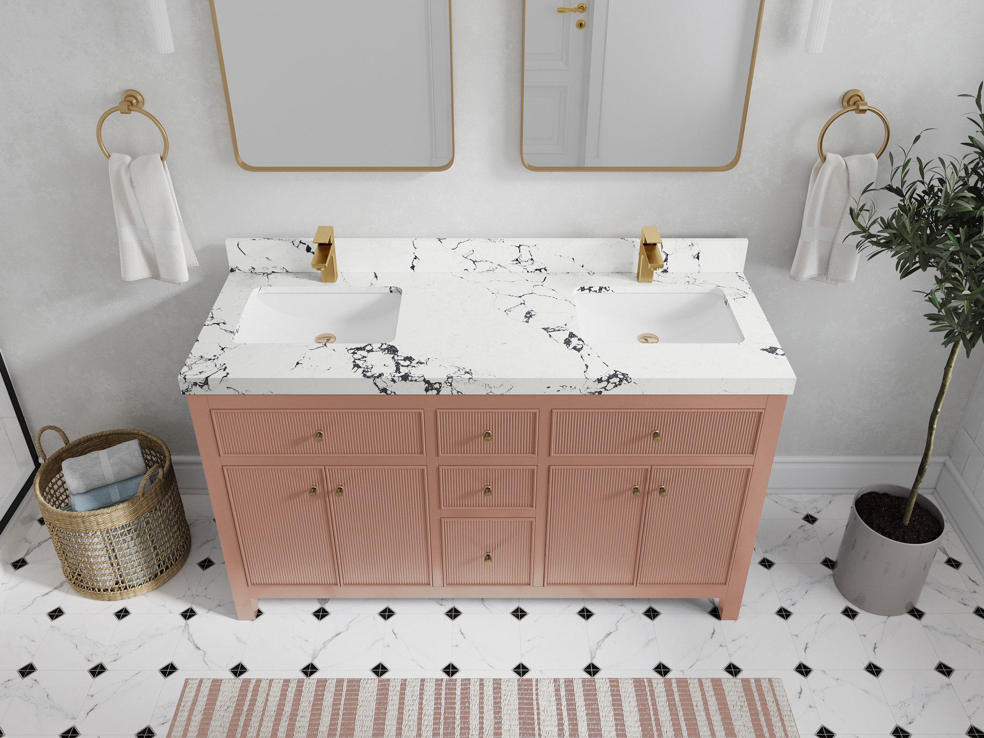 Willow Collections Sonoma 60 In. W X 22 In. D Double Sink Bathroom ...