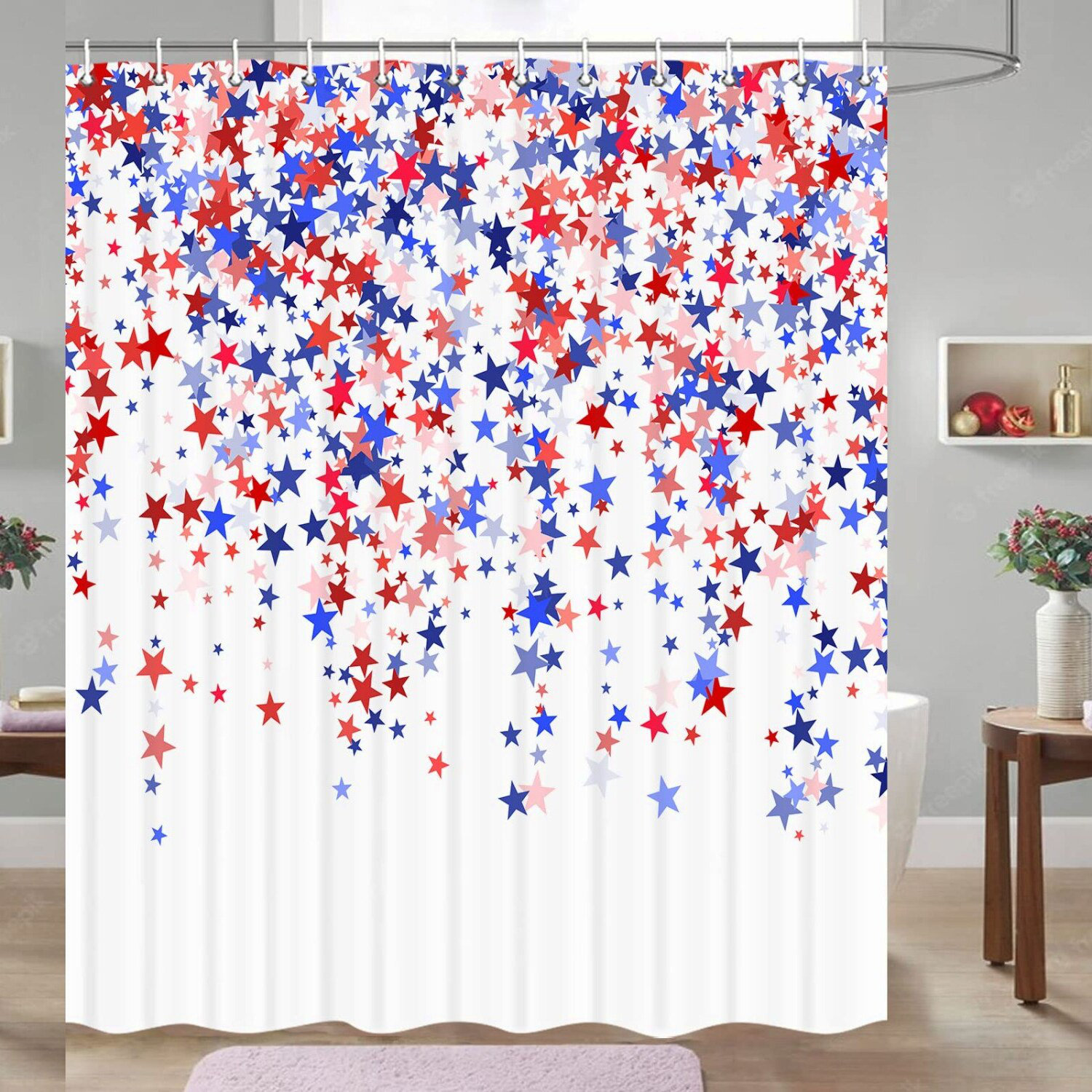 Mercer41 Patriotic Independence Day USA Flag Shower Curtain - 4th of ...