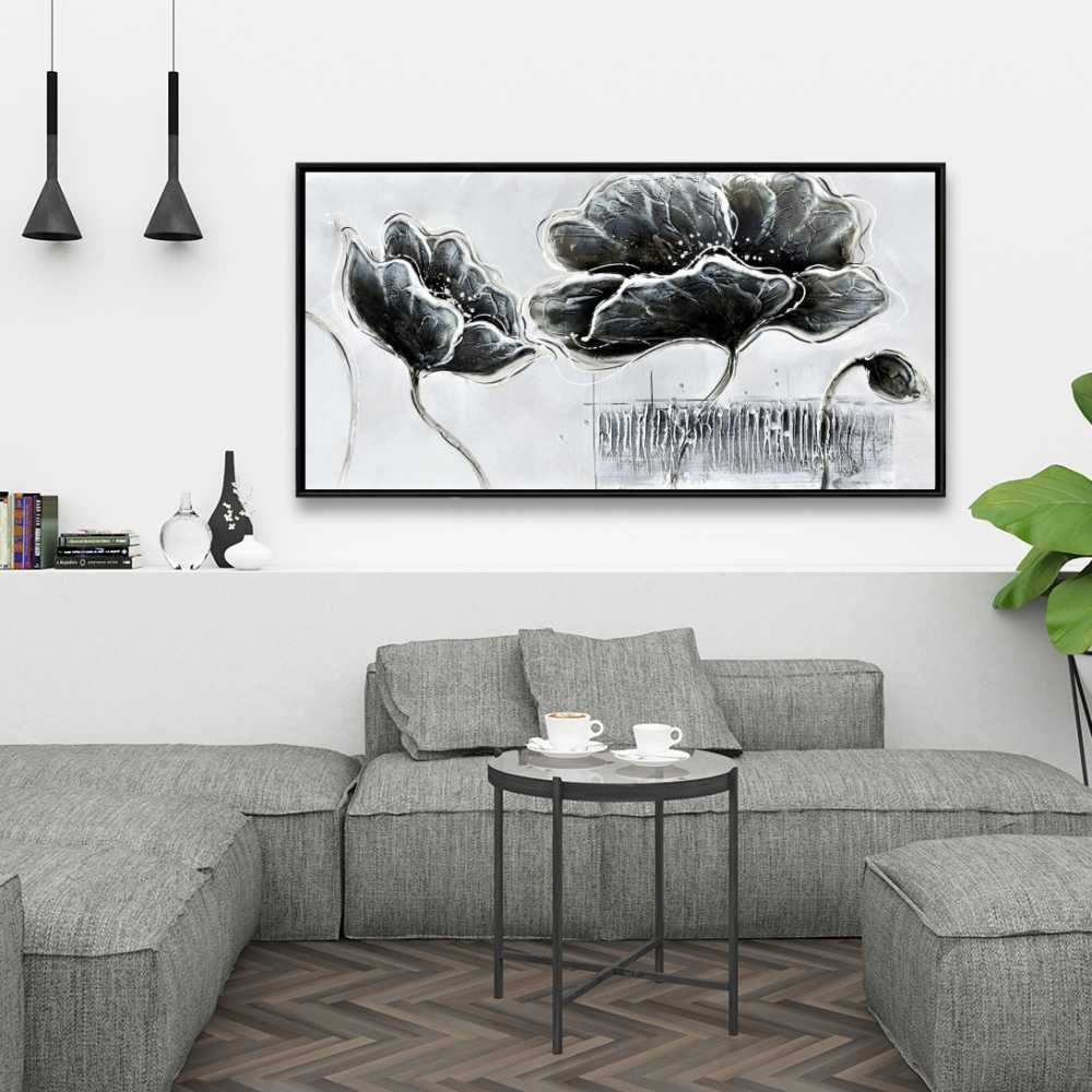Lark Manor™ Industrial Style Grayscale Flowers - Modern Framed Canvas ...