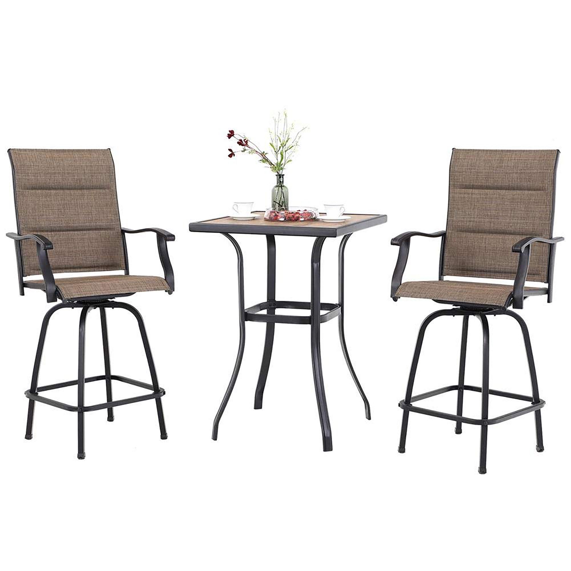 Red Barrel Studio® 3Pcs Outdoor Swivel Bar Stools Set | Wayfair