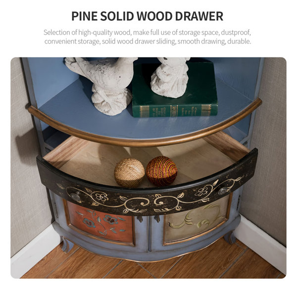 GINATOL Vintage Painted Wooden Triangular Bookcase. Corner Storage ...