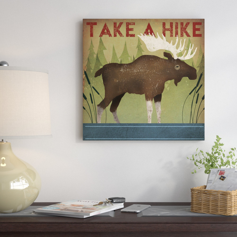 East Urban Home 'Take a Hike (Moose) Textual Art on Wrapped Canvas ...
