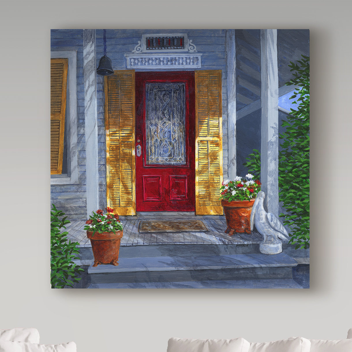 Trademark Fine Art 'The Red Door' Oil Painting Print on Wrapped Canvas ...