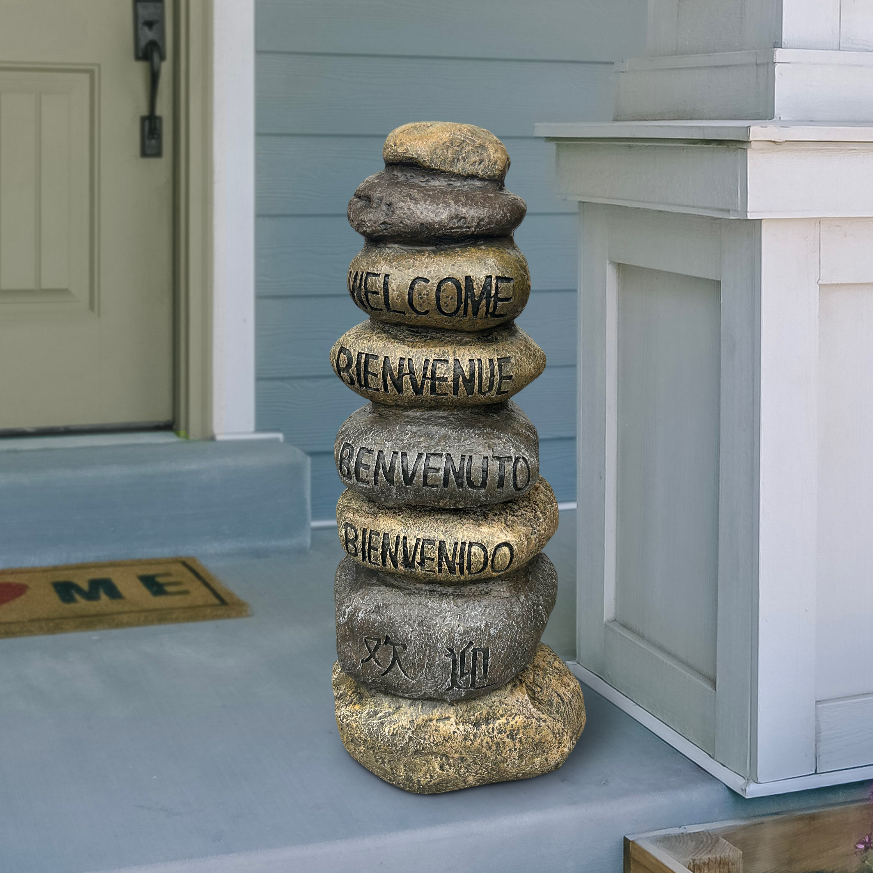 Millwood Pines Stacked Stone Welcome Garden Statue - Wayfair Canada