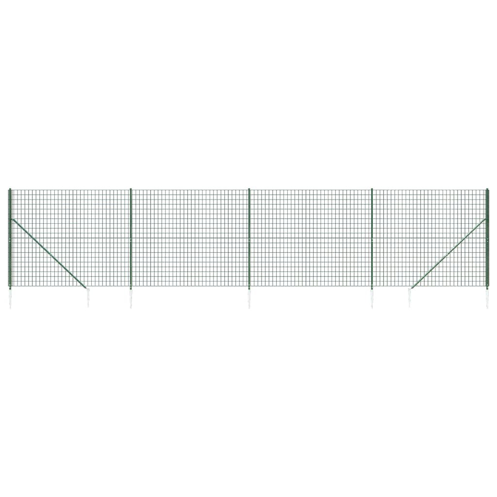 Vidaxl Wire Mesh Fence With Spike Anchors Green 4.6X32.8' | Wayfair