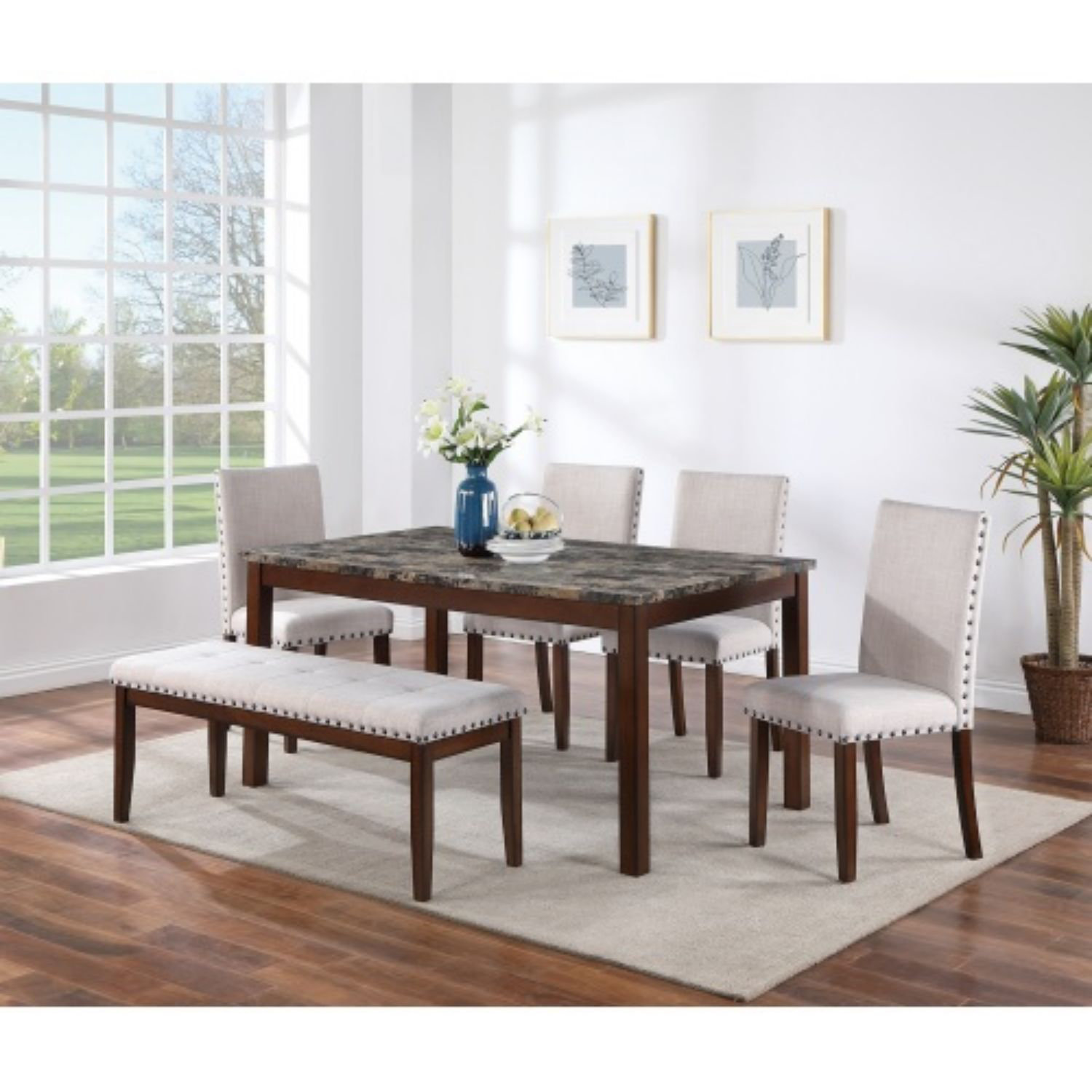 Lark Manor™ Dining Room Furniture Modern 6Pcs Set Dining Table 4X Side ...