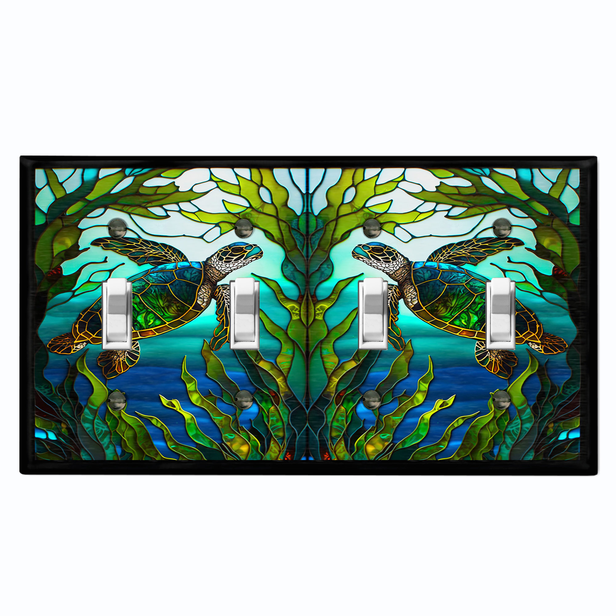 WorldAcc Cute Turtle 4-Gang Toggle Light Switch Wall Plate | Wayfair