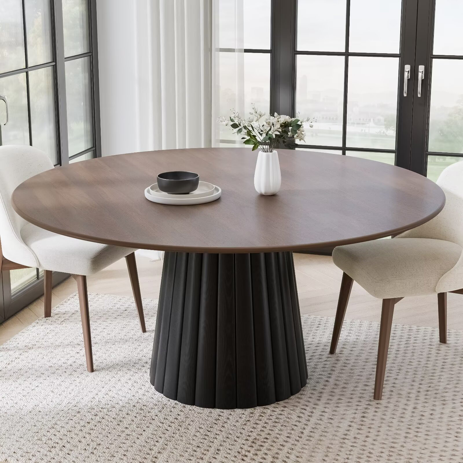 Ivy Bronx 30"H Two-Tone Round Dining Table Kitchen Table Conference ...