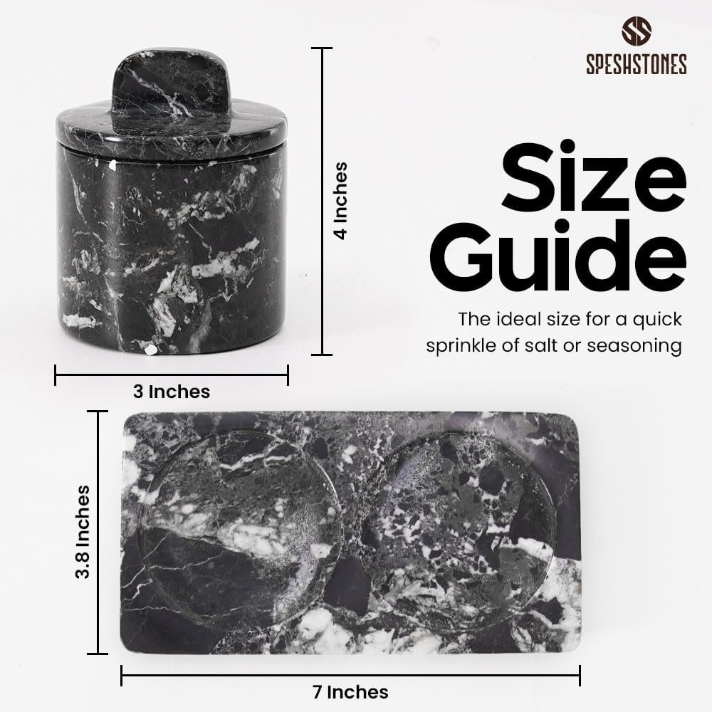 Artreestry Atreestry Marble Salt Cellar Set of 2 – Black 4" Salt Boxes ...