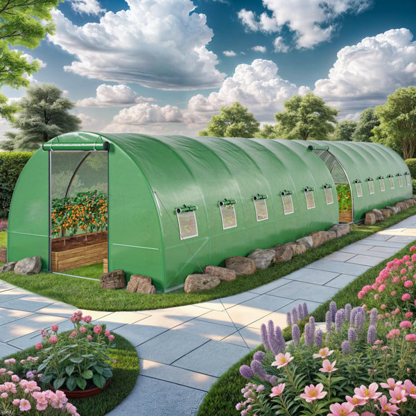 Edrosie Inc Extra Long White Greenhouse 44ft With 24 Windows & 4 Doors ...