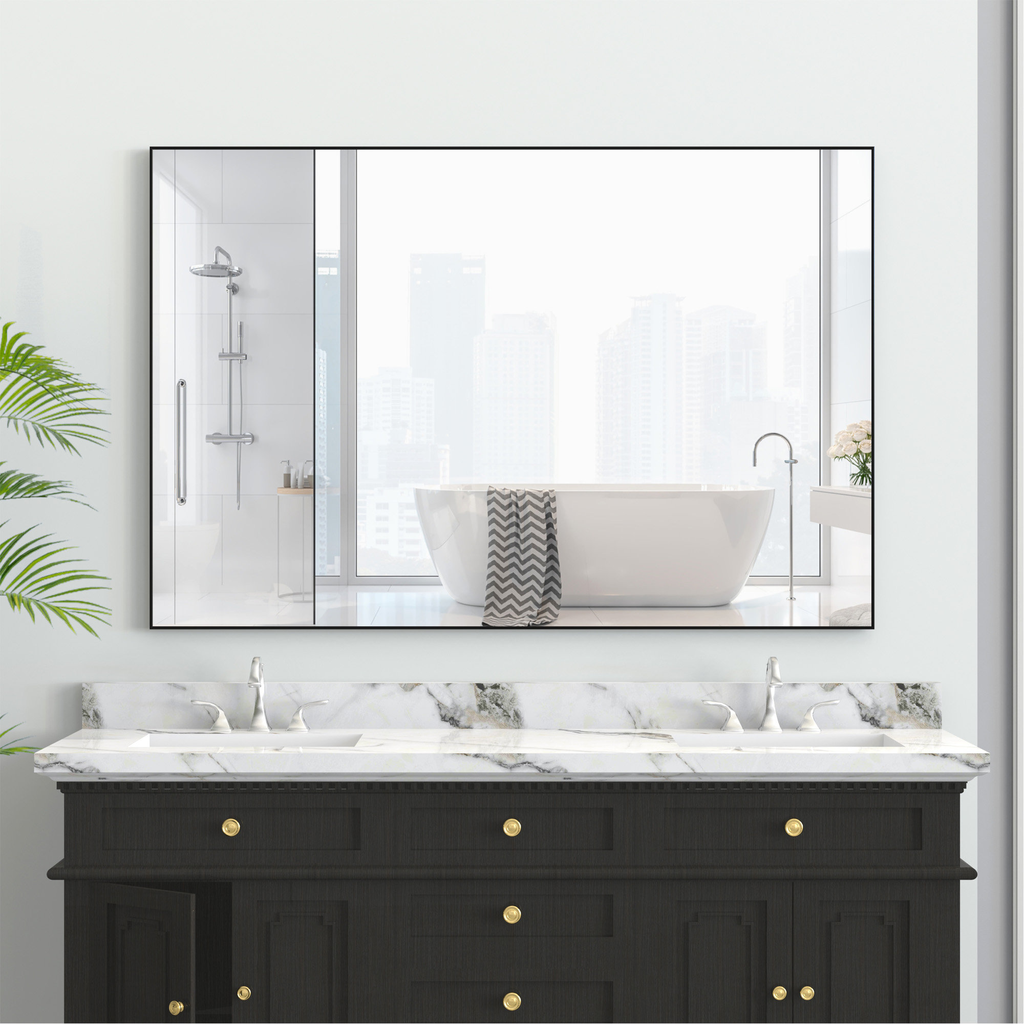 Wrought Studio™ Versatile Bathroom Mirror With Sturdy Aluminum Frame ...