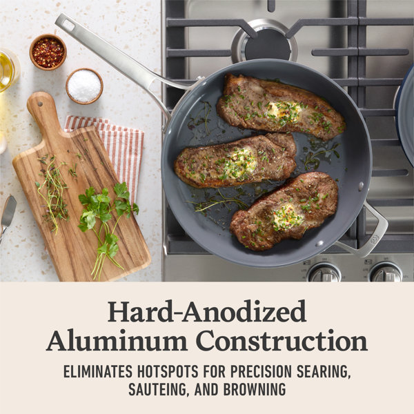 Calphalon Premier Ceramic Nonstick 12" Frying Pan with Lid, Midnight ...