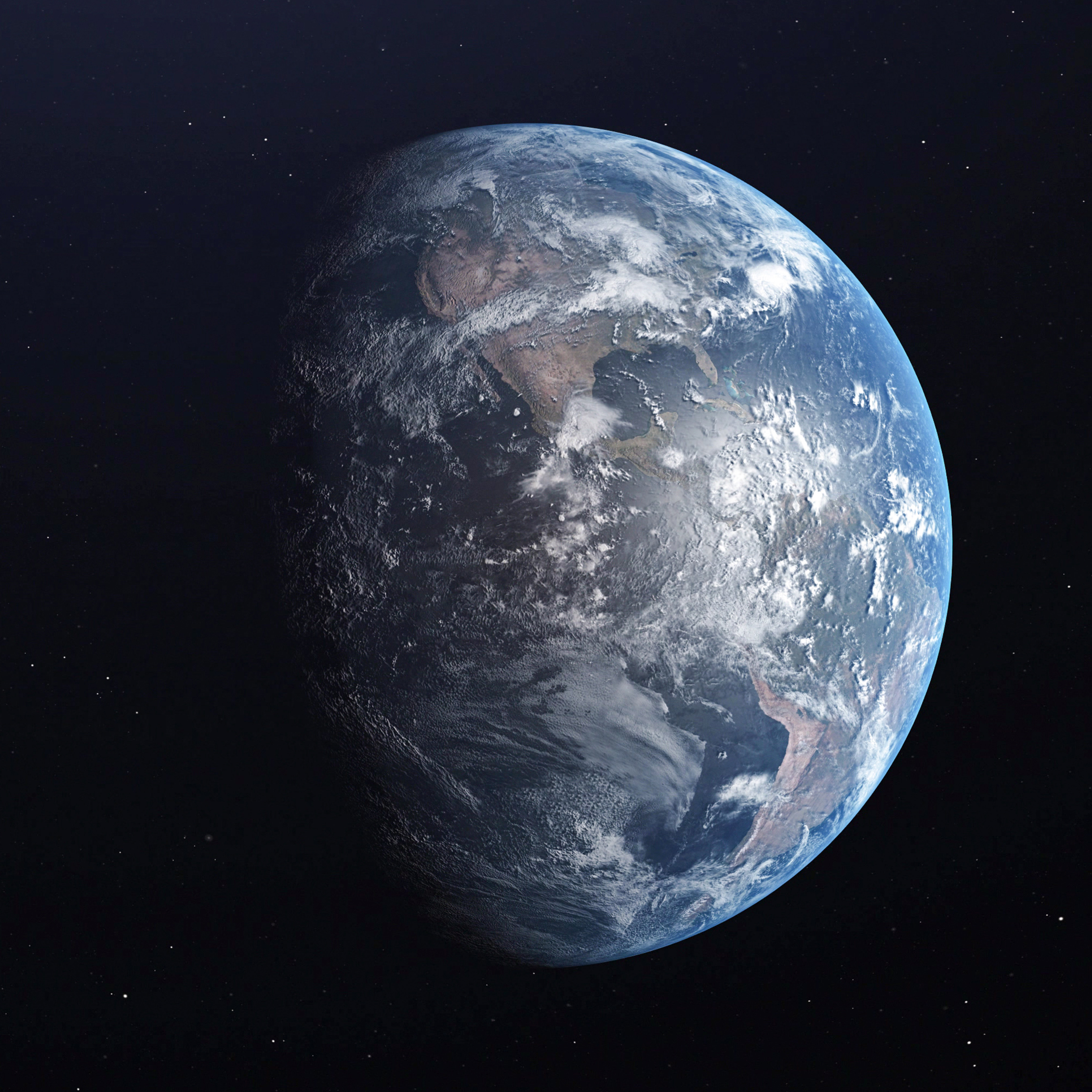 Ebern Designs Earth Blue Planet Isolated on Black Background. 3D Render ...