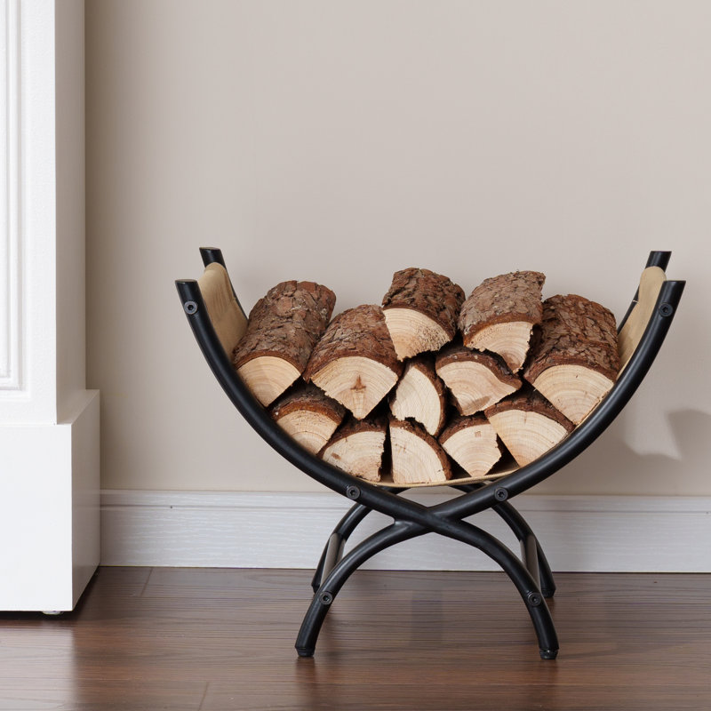 17 Stories Somi Black Indoor Outdoor Firewood Holder Rack | Wayfair