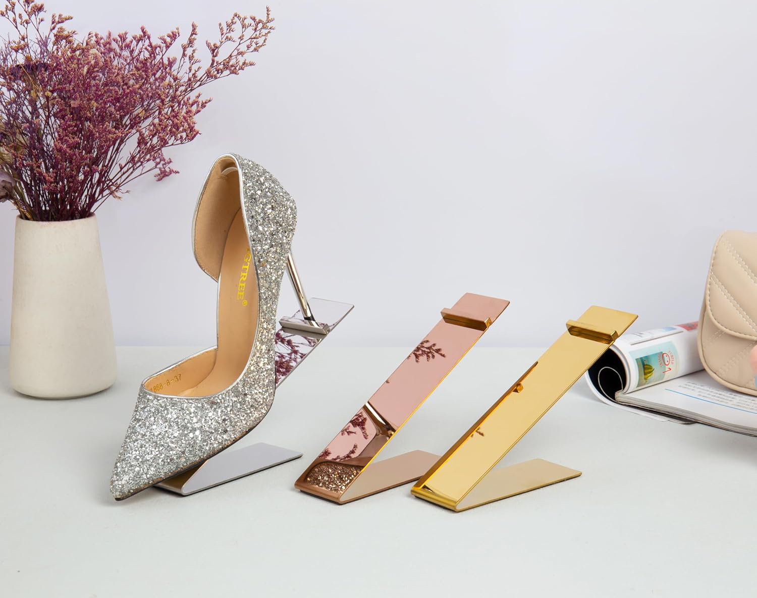 Mercer41 4 Pcs Gold Stainless Steel High Heels Display Stands, Shoe ...